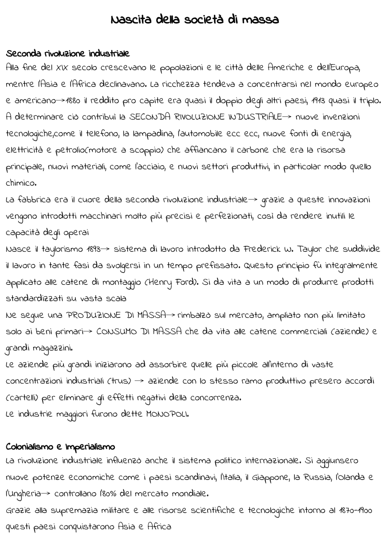 Nascita Della Società Di Massa Appunti Di Storia Docsity