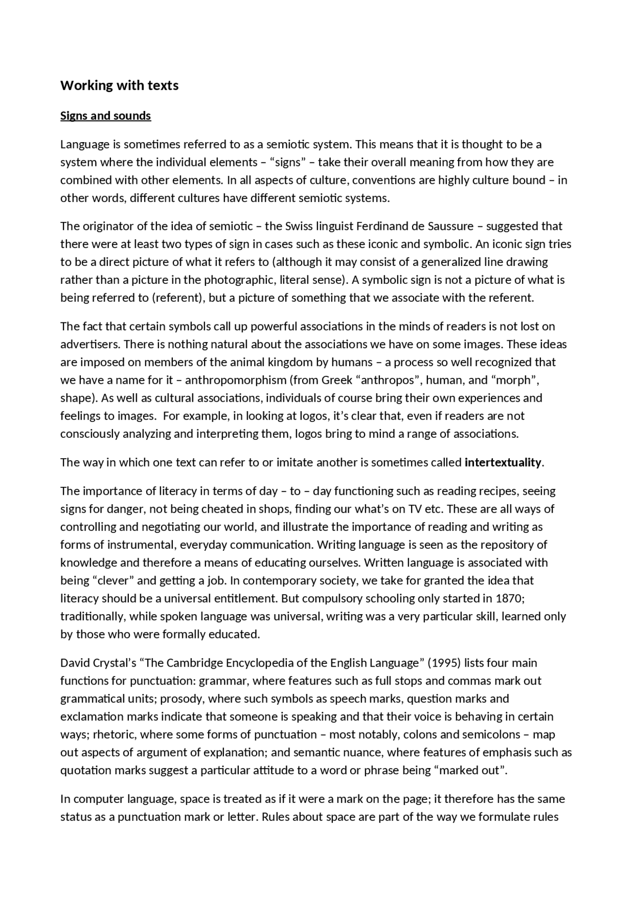 Working With Texts Riassunto Docsity