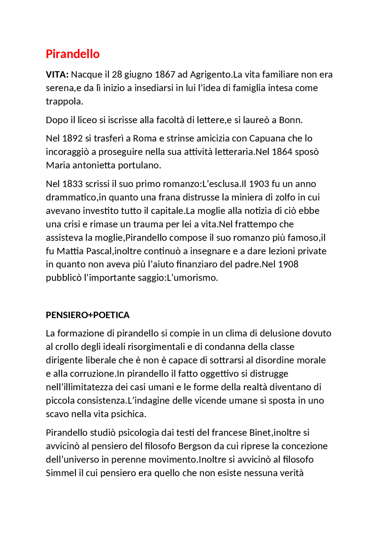 Luigi Pirandello Completo Docsity