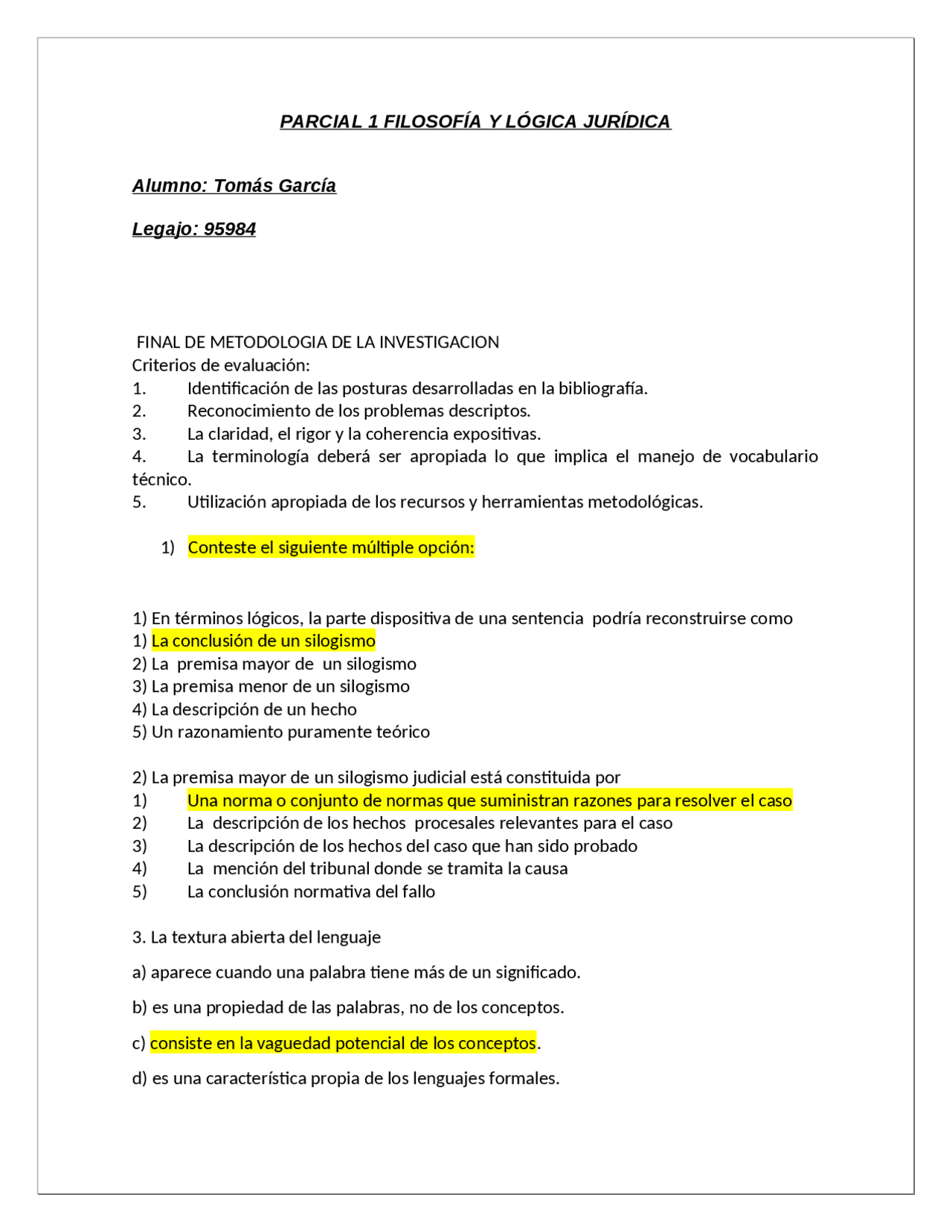 Examenes Parciales De La Carrera De Abogacia Docsity