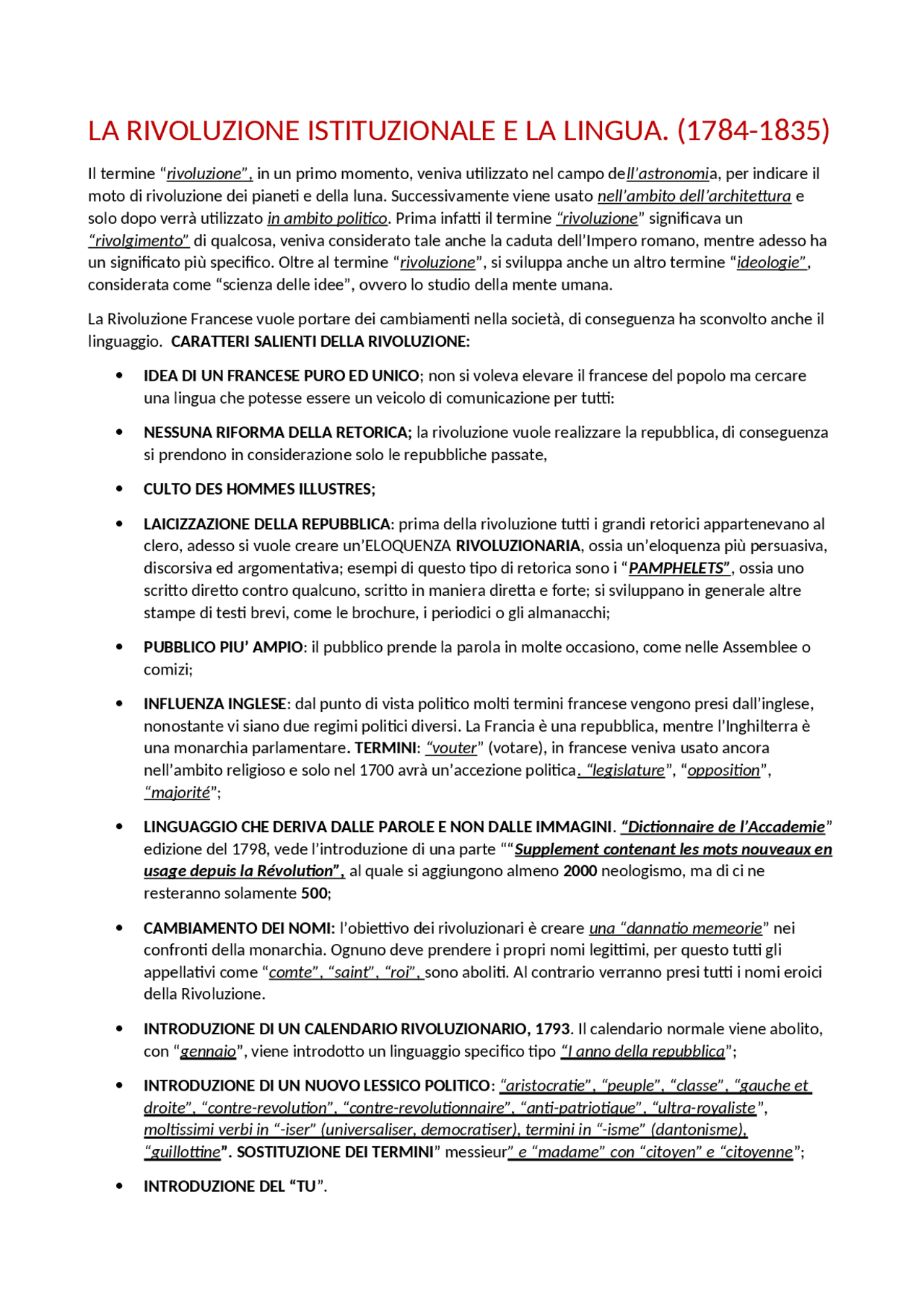 Riassunto Breve Storia Della Lingua Francese Docsity