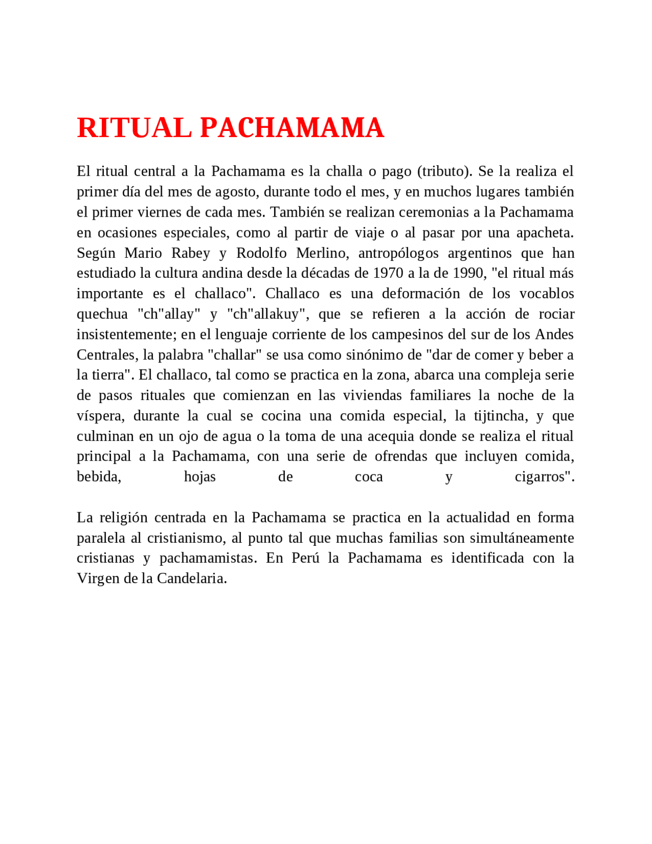 RESUMEN DE PACHAMAMA Y SU CARACTERISTICAS | Esquemas y mapas ...
