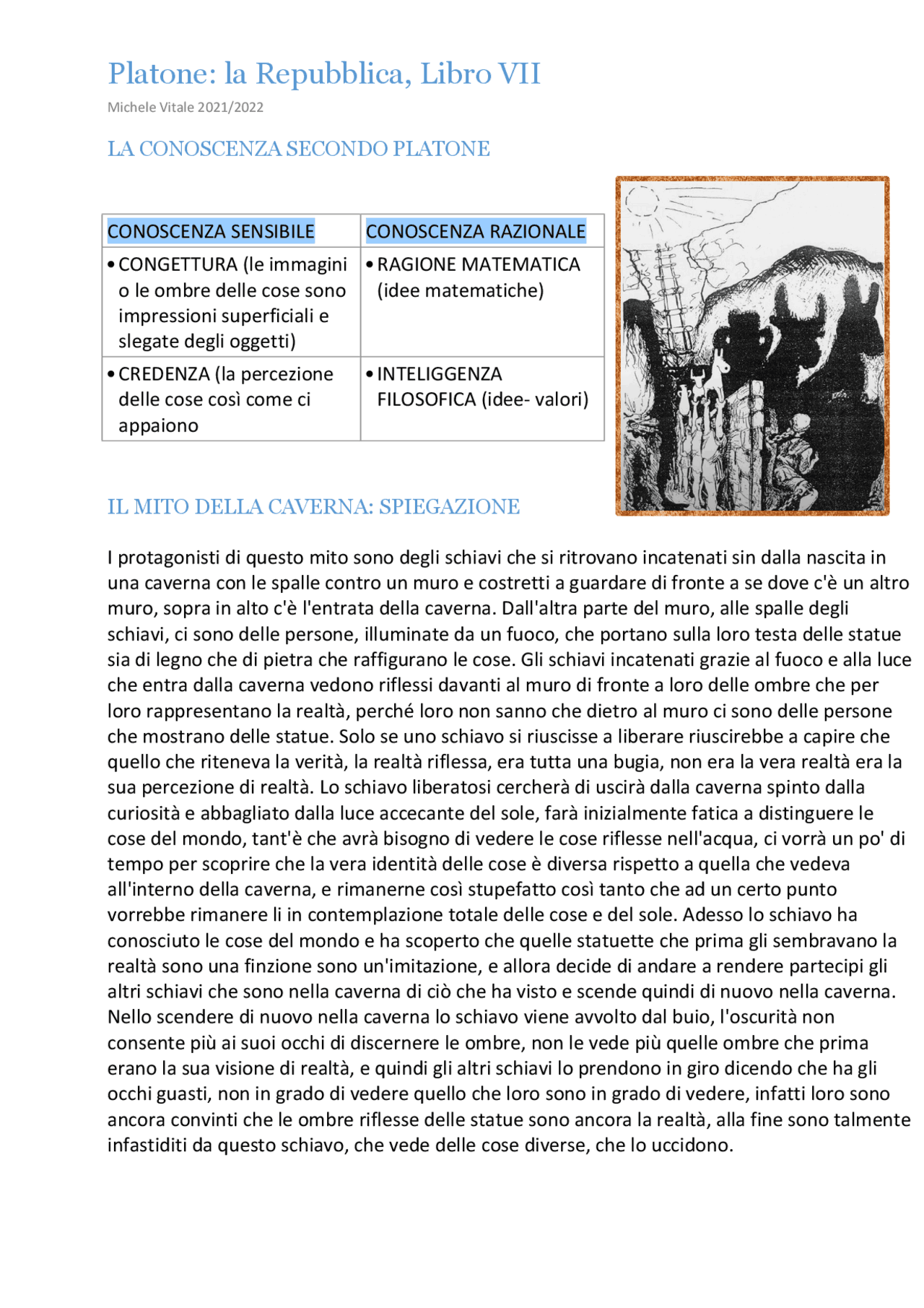 Platone La Repubblica Vii Libro Docsity