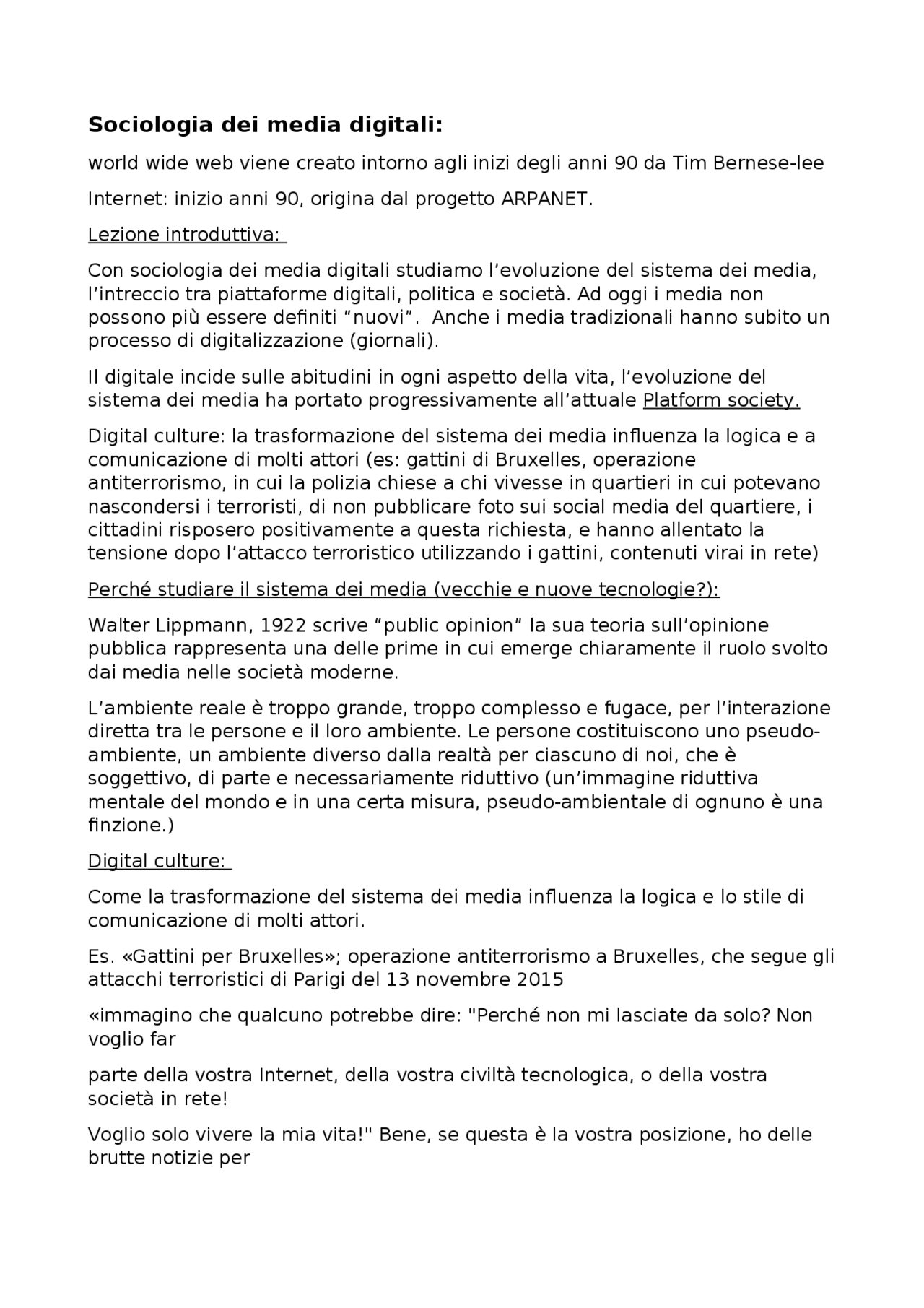Sociologia Dei Media Digitali Docsity