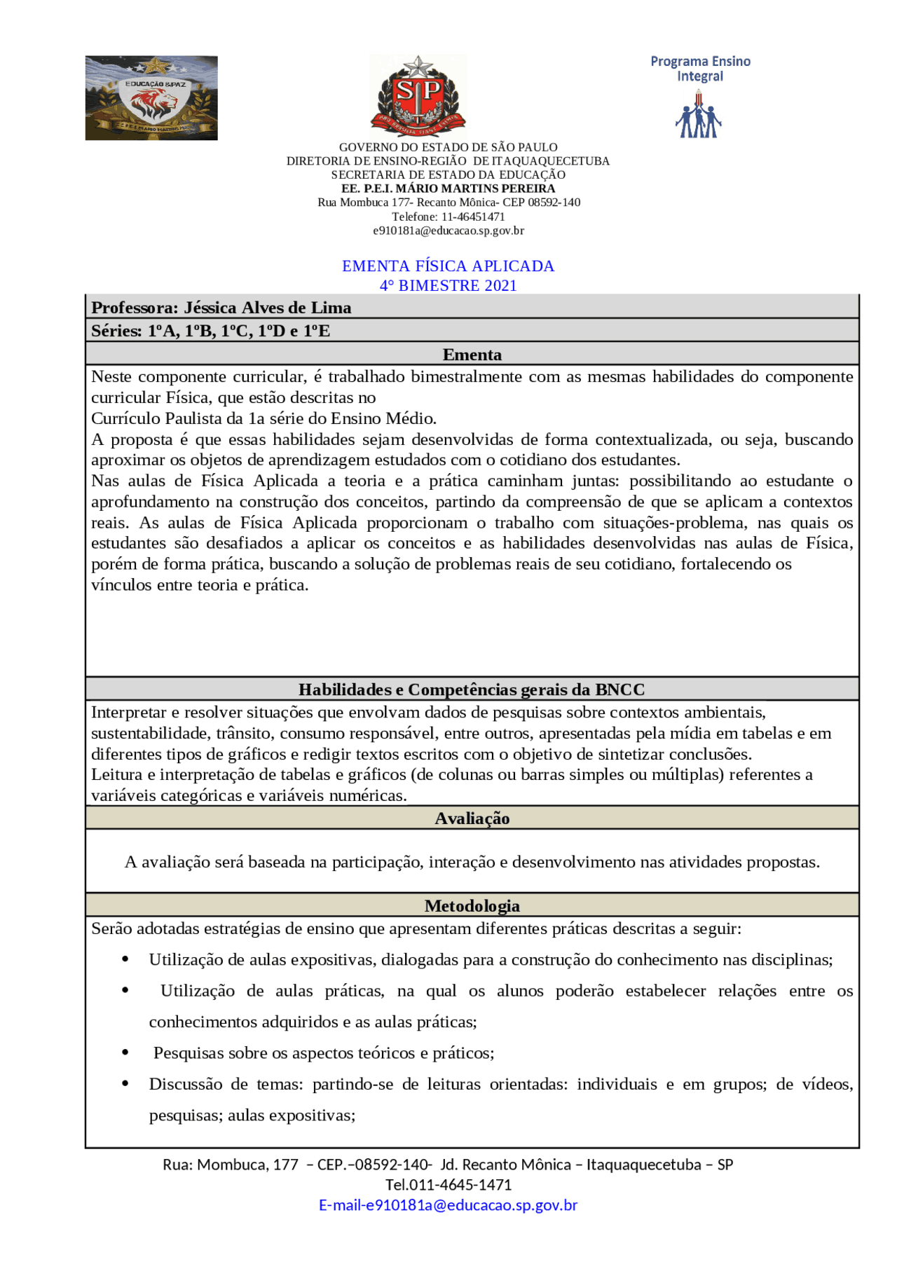 Física Aplicada Ementa Escola Docsity