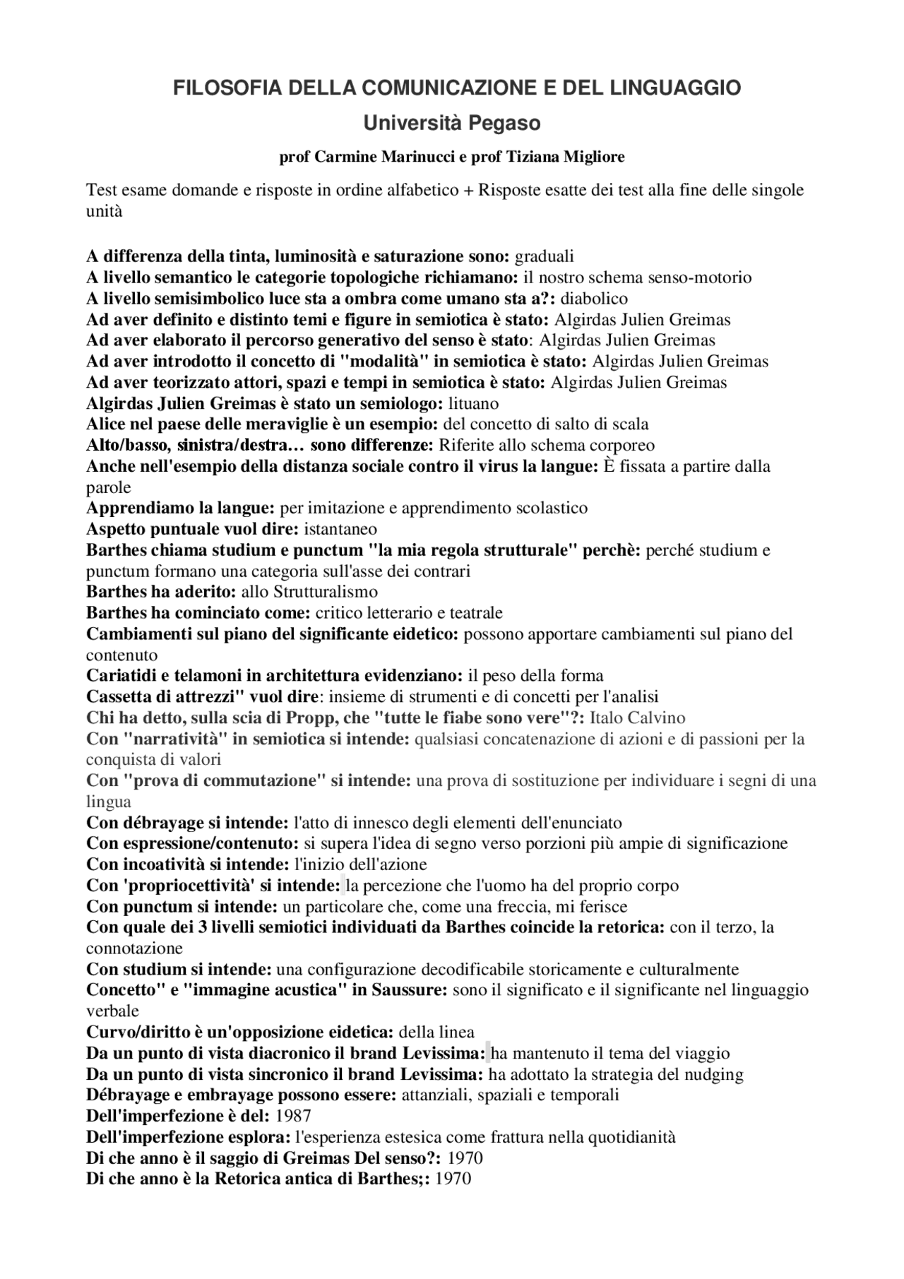 Filosofia Della Comunicazione E Del Linguaggio Docsity