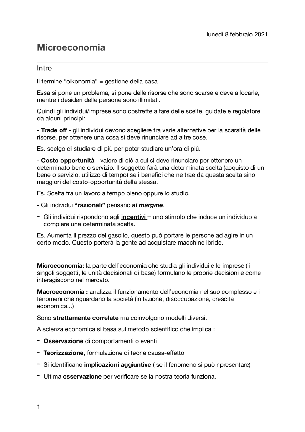 Introduzione Microeconomia Docsity