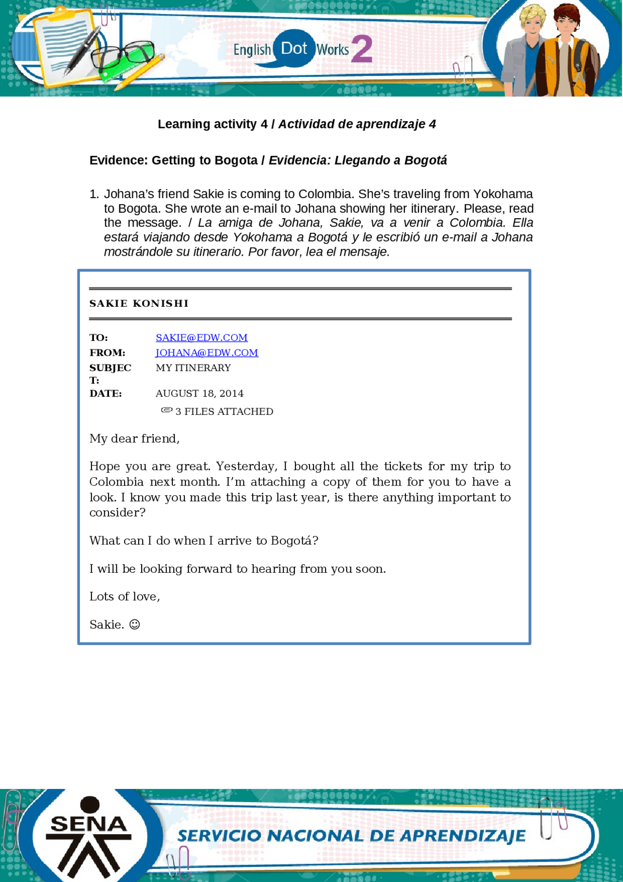 Ingles Sena Words Ejercicios Del Curso Docsity
