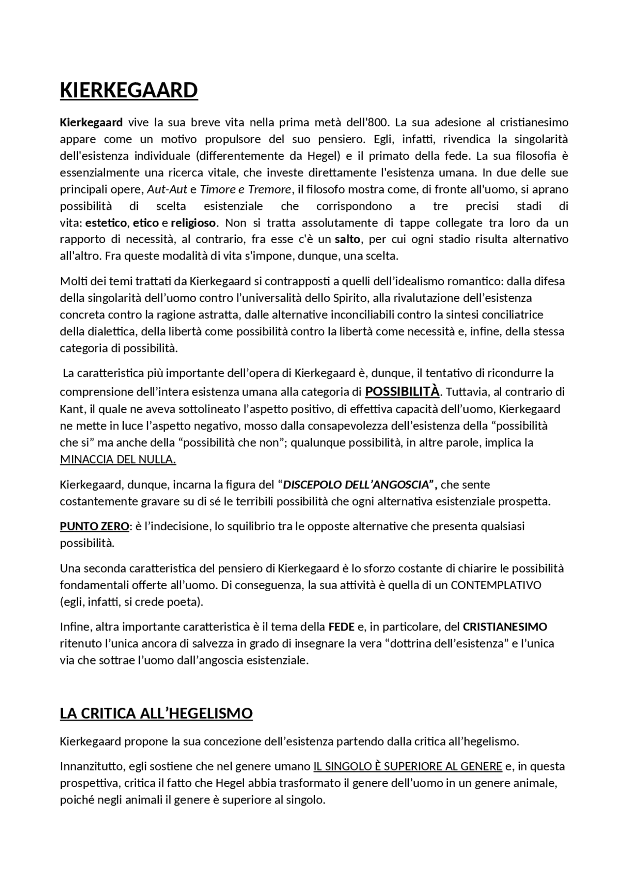 Riassunto Su Kierkegaard Schemi E Mappe Concettuali Di Filosofia