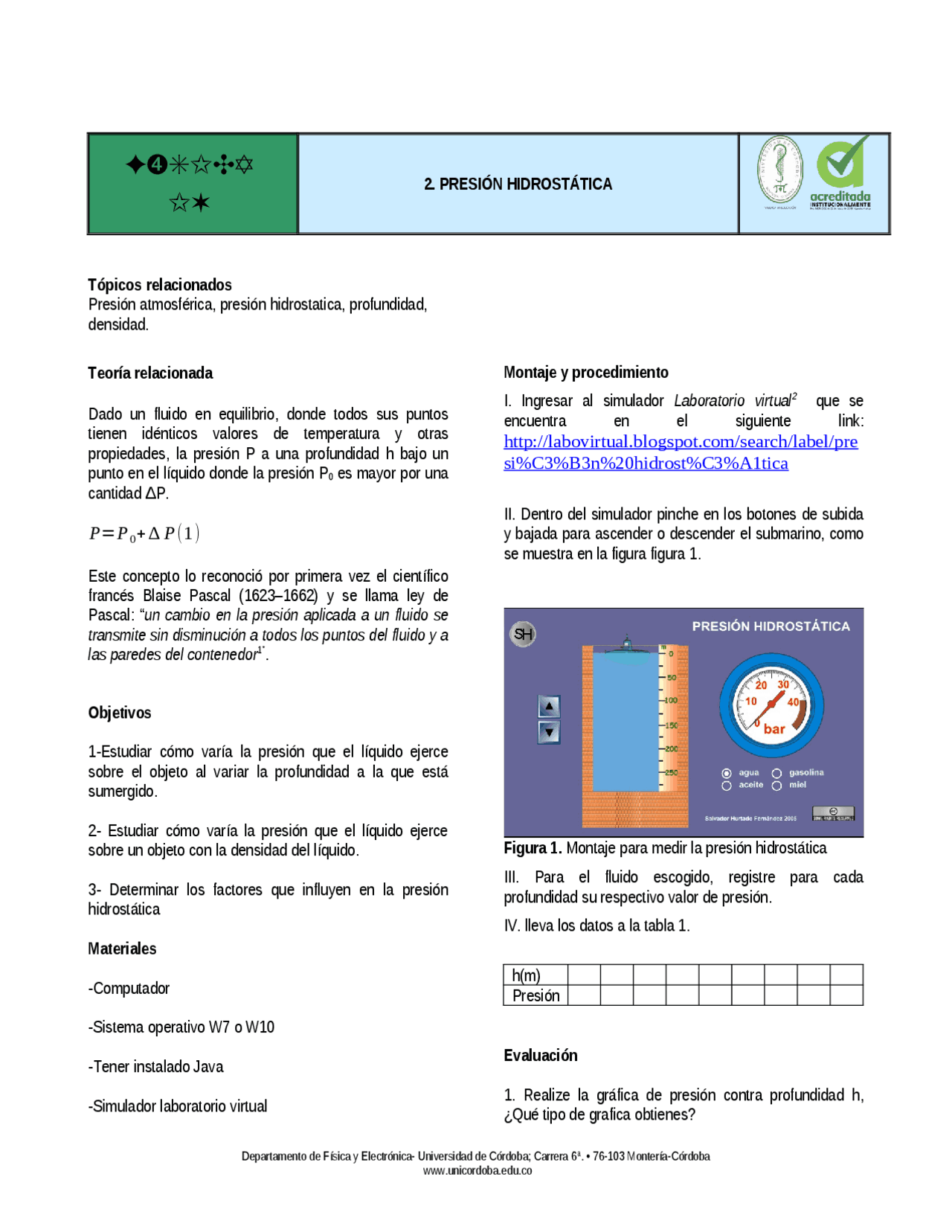 Presión Hidrostática - Docsity