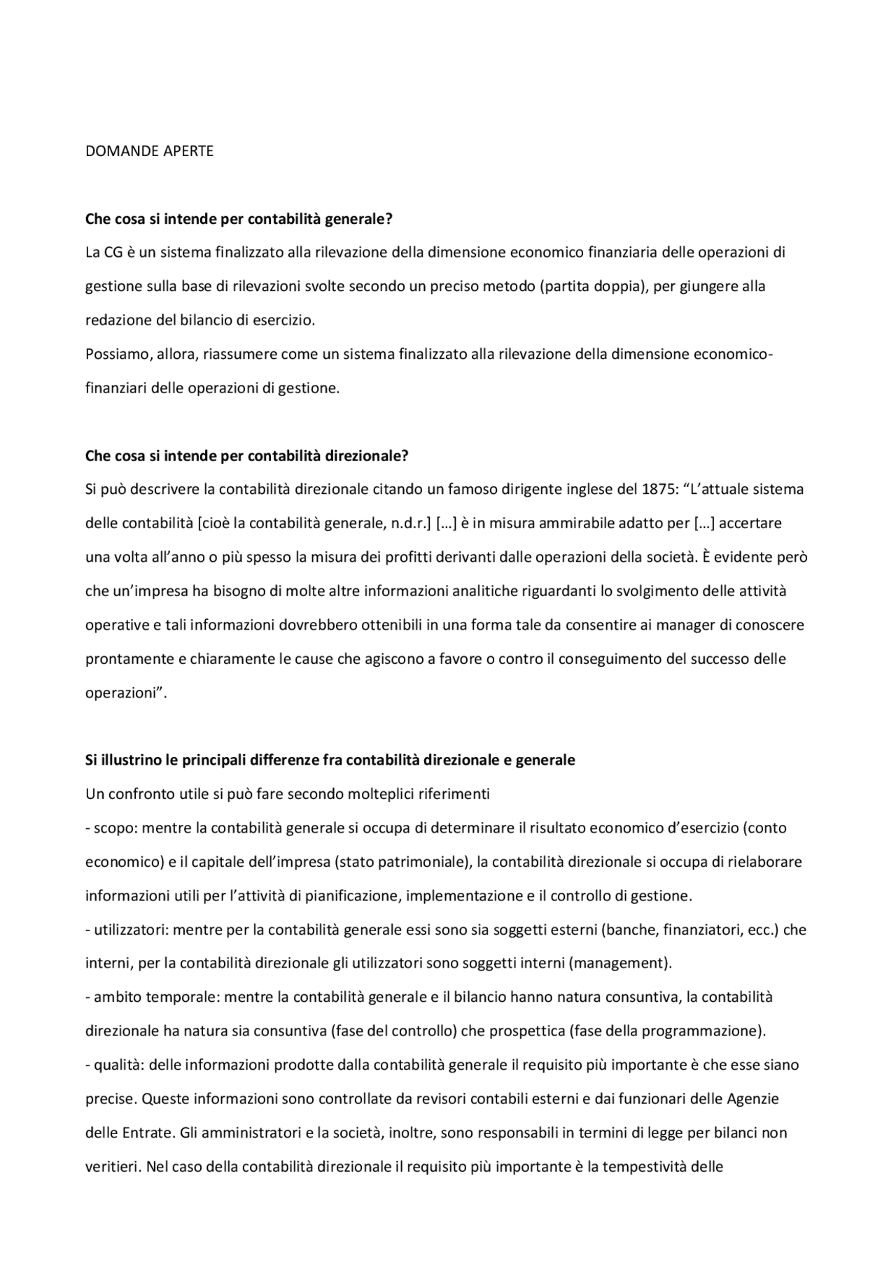 Set Domande Sistemi Di Controllo Di Gestione E Campus Docente