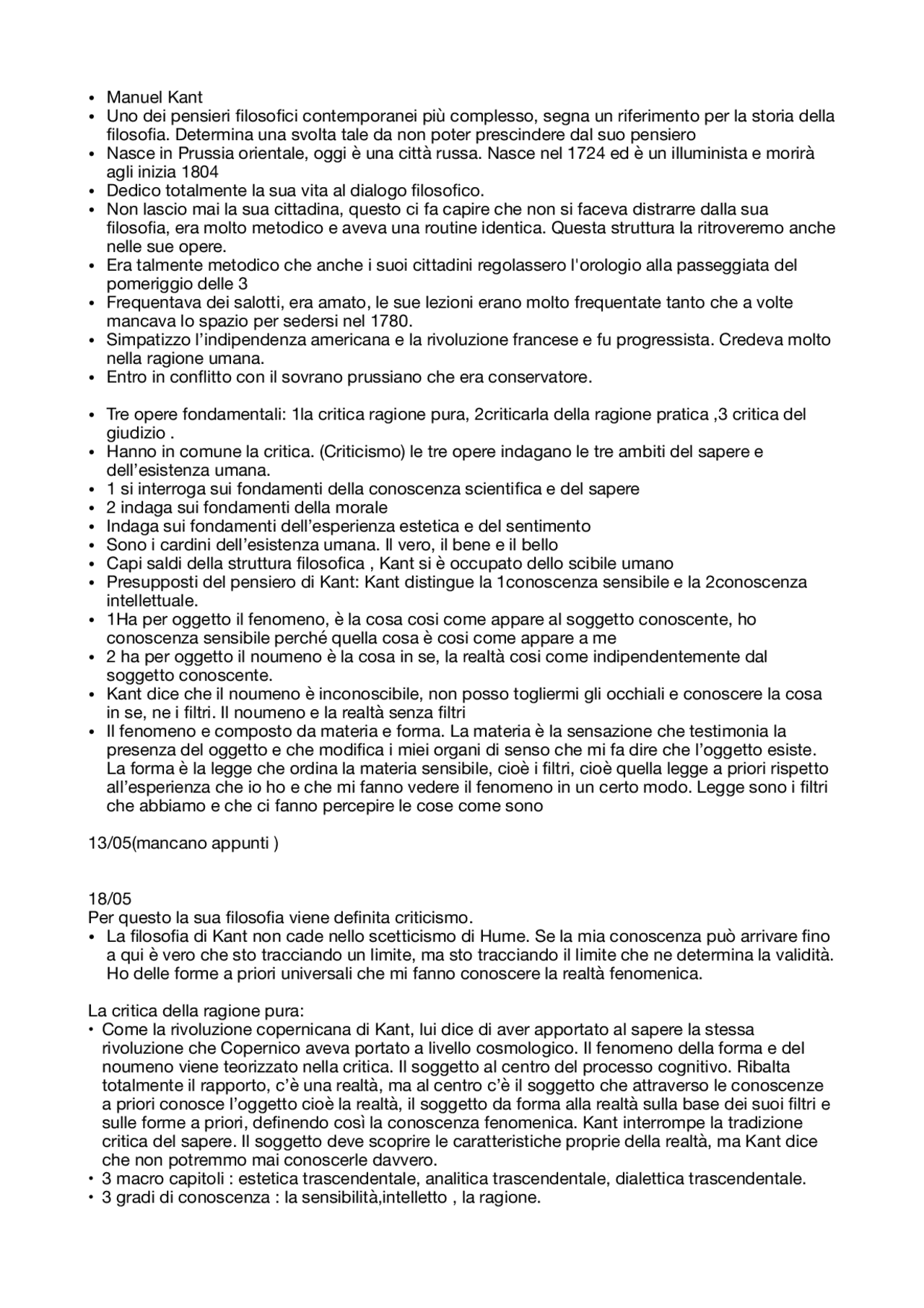Manuel Kant Filosofo Docsity
