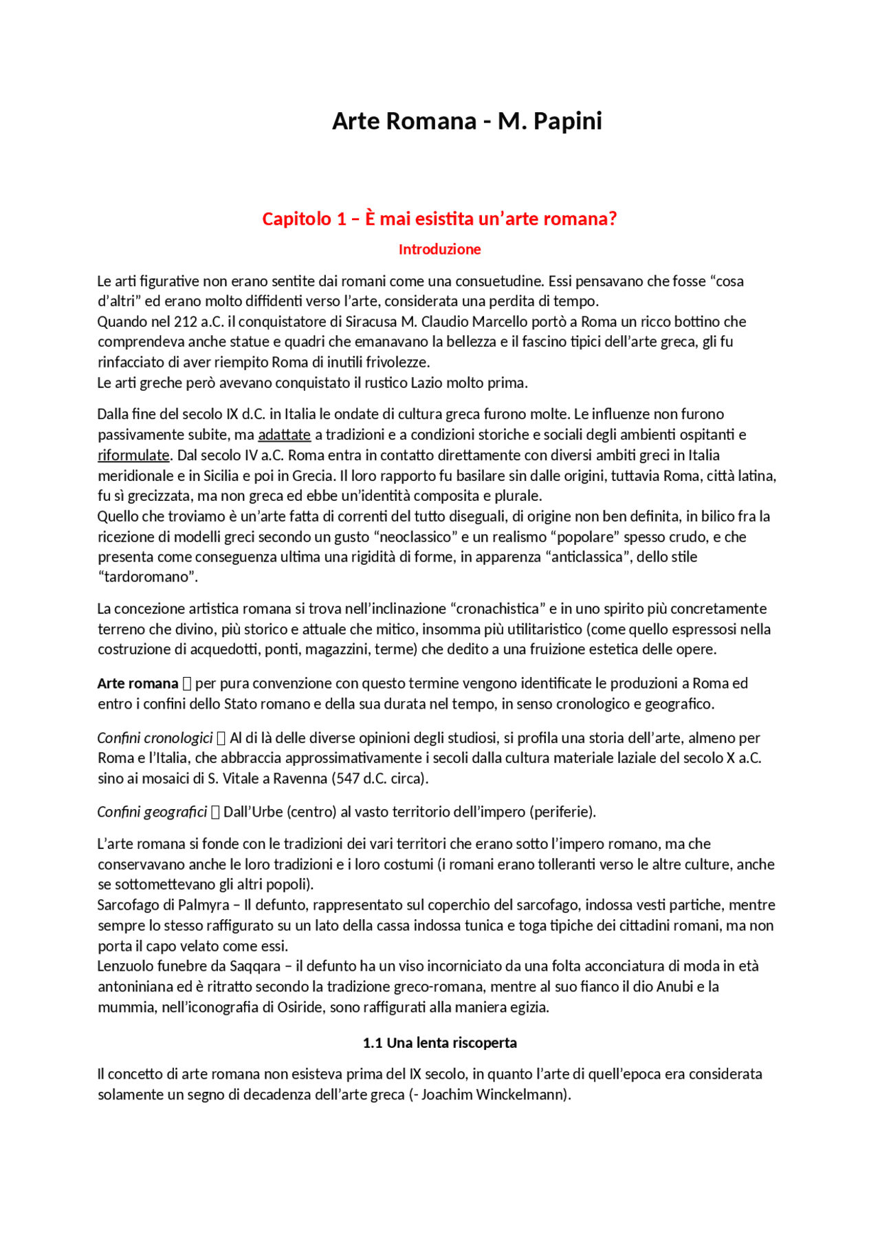 Arte Romana - M.Papini - Docsity