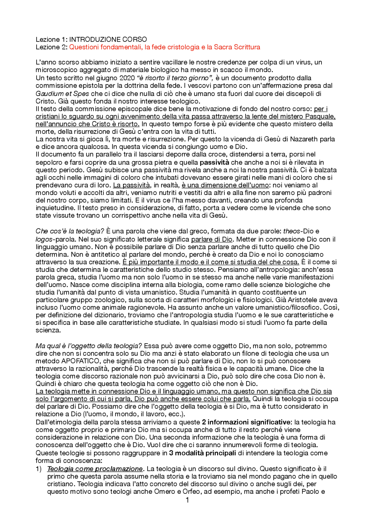 Appunti Teologia I Laura Invernizzi Appunti Di Teologia Docsity