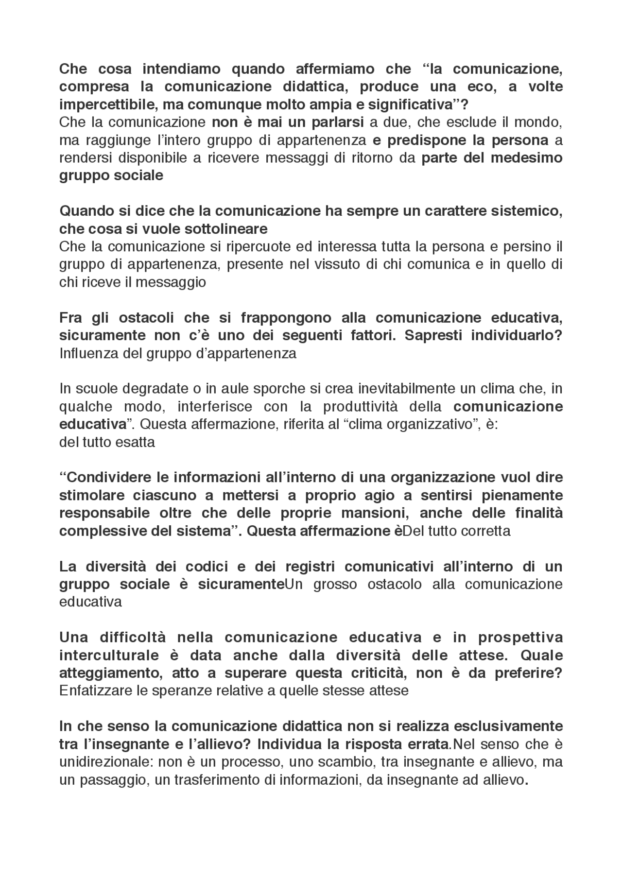 Comunicazionelinguaggio Test Docsity