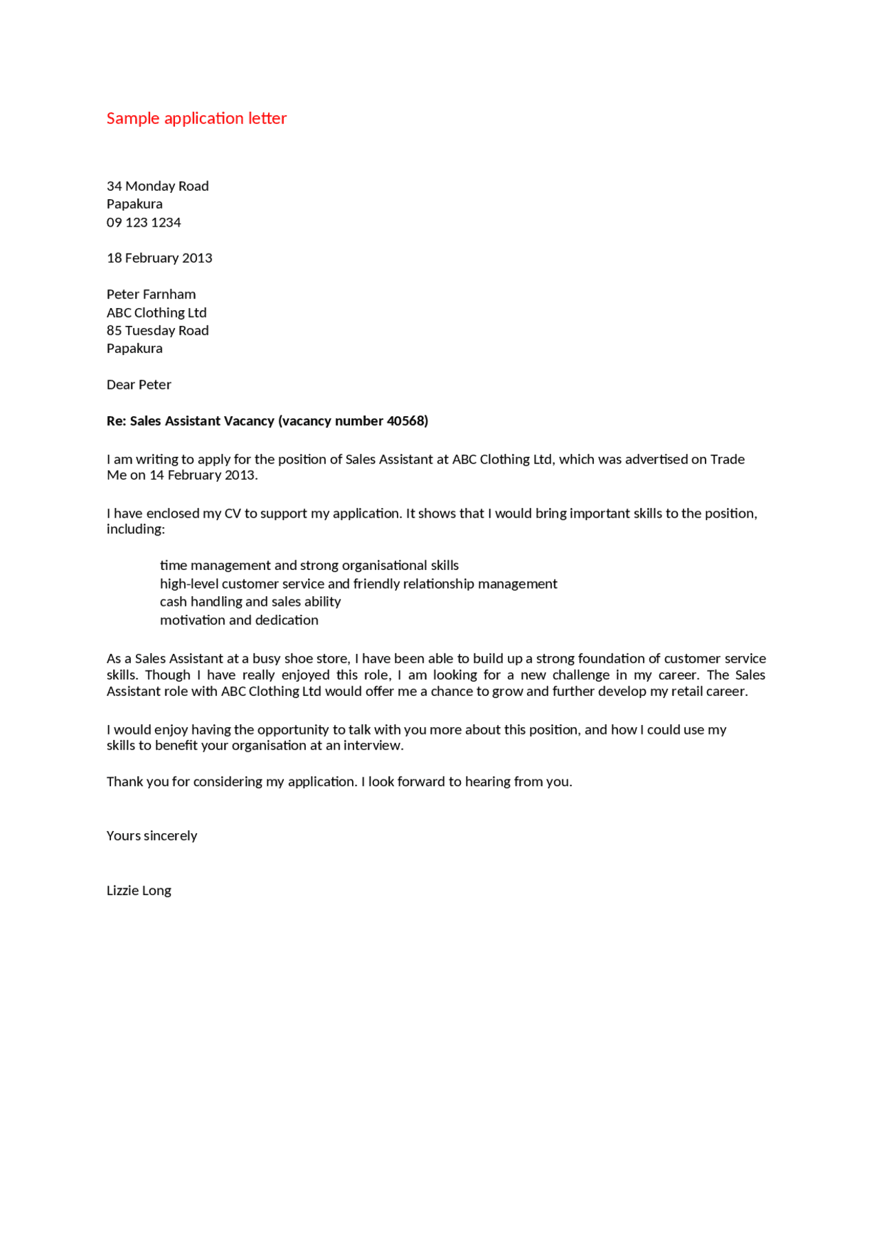 Letter of Application and Business Proposal - Docsity