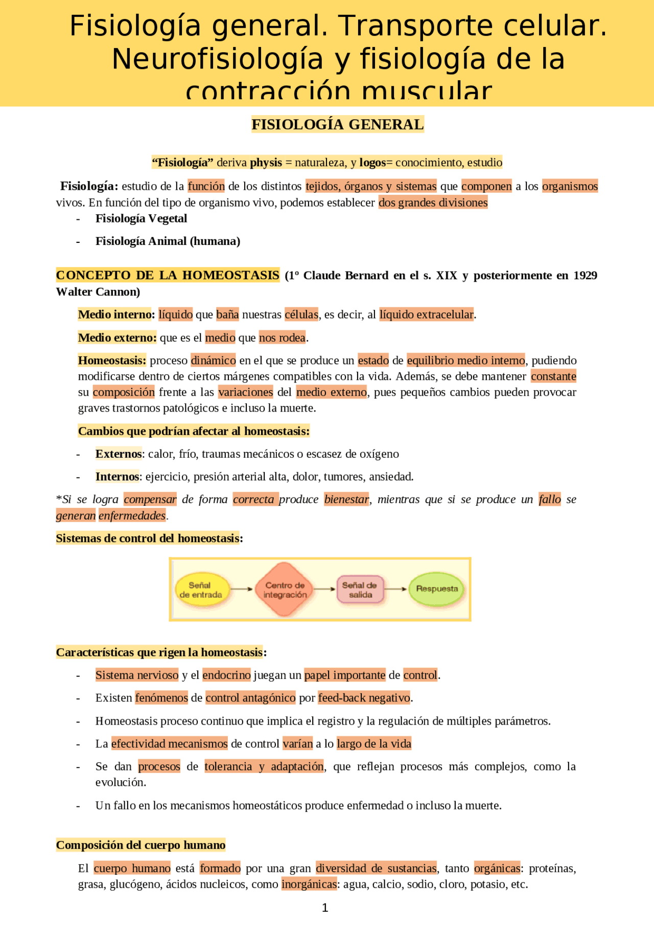 Apuntes 1 Parcial Fisiología Docsity
