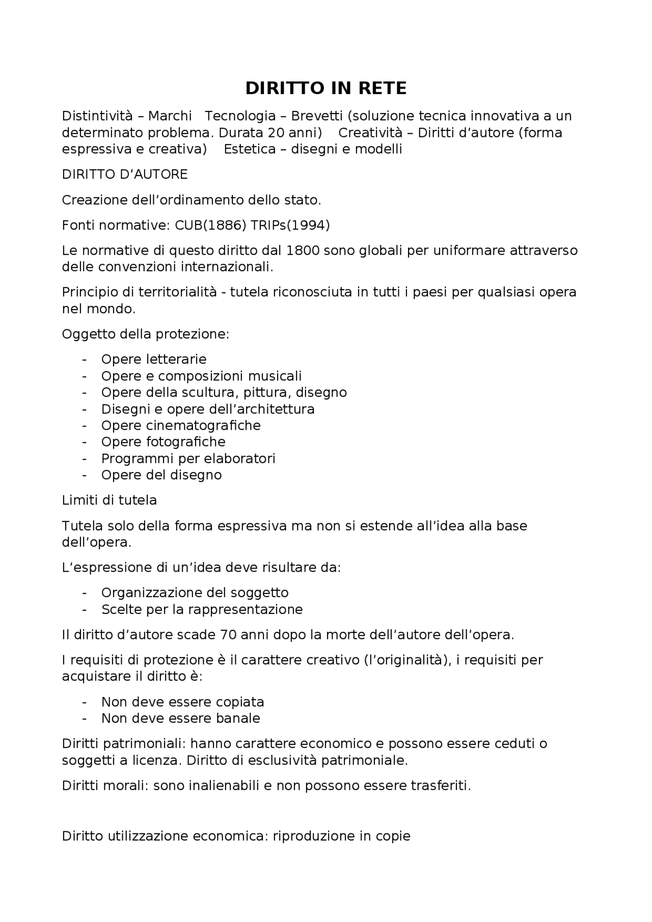 Appunti Diritto In Rete Docsity