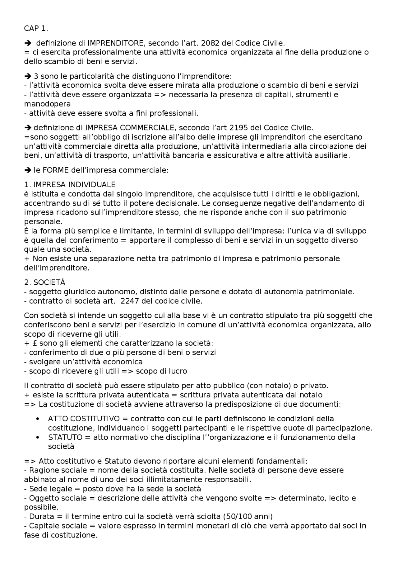 Riassunto Dispensa Parte Di Bilancio Docsity