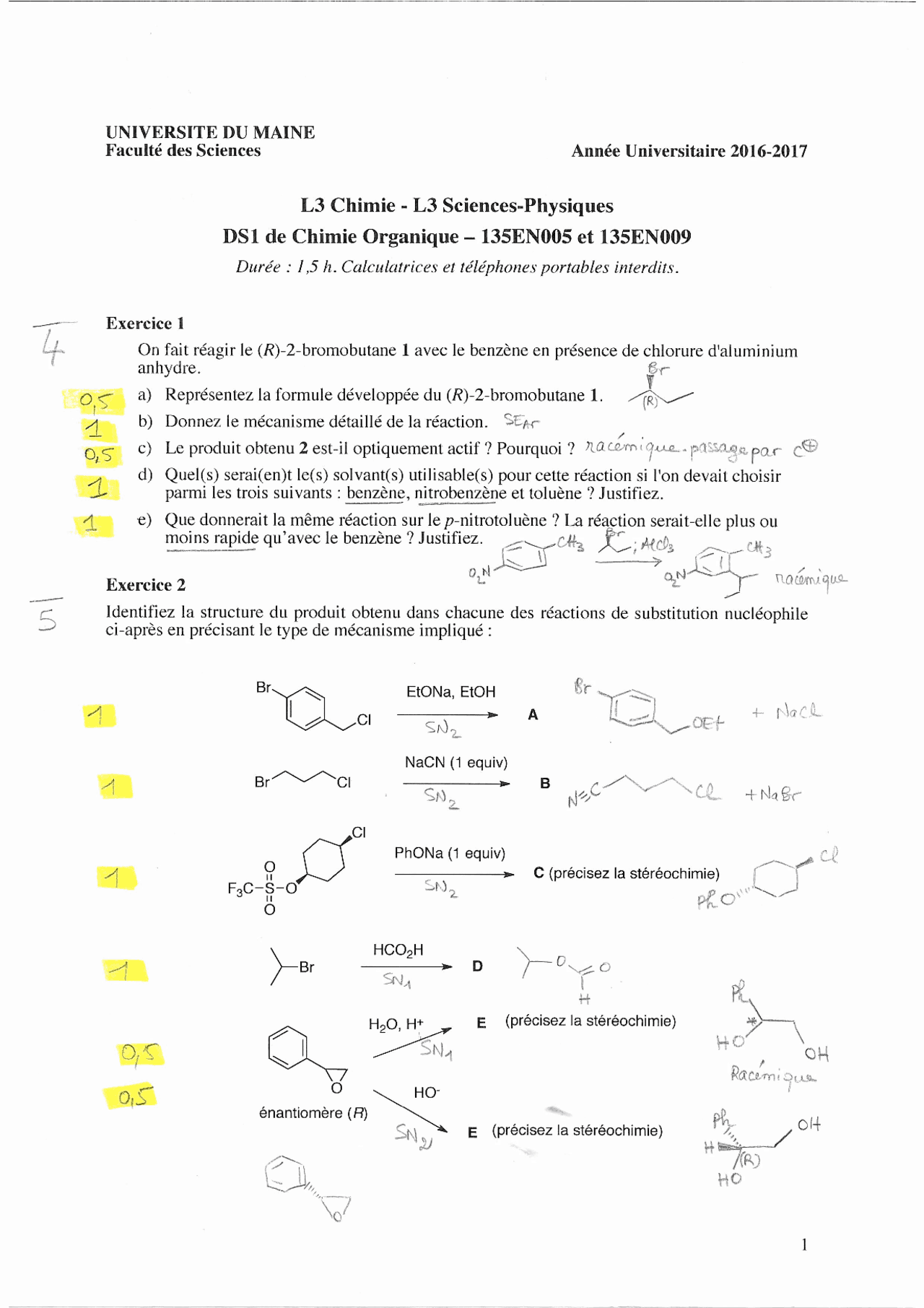 Devoir Surveillé De Chimie Docsity