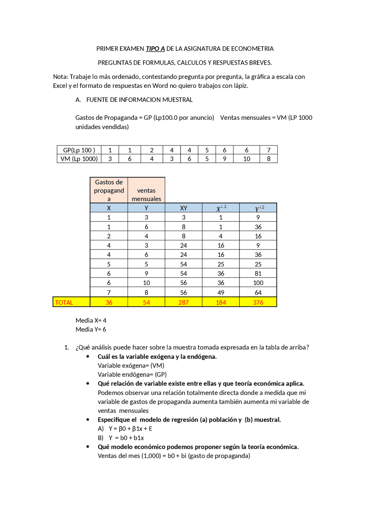 Variables de econometria - Docsity