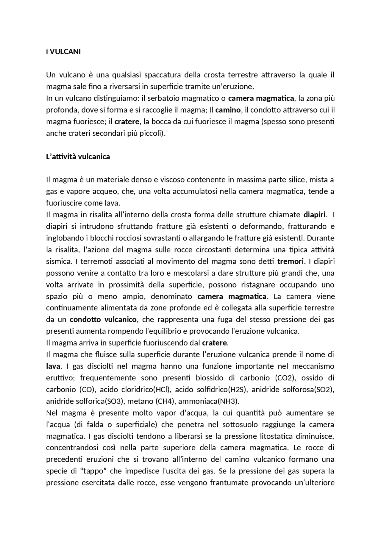 Vulcani E Terremoti Sintesi Docsity