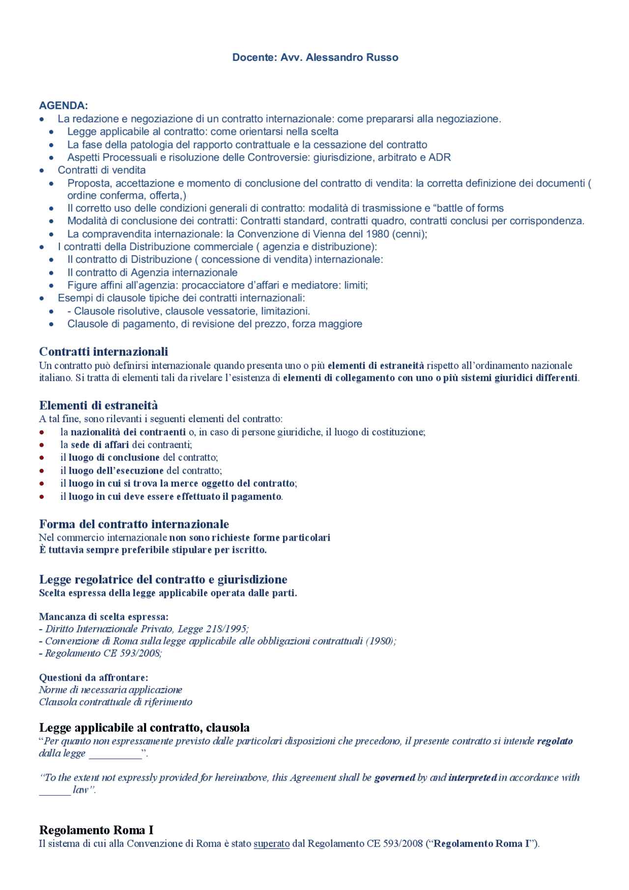 Diritto Internazionale Docsity