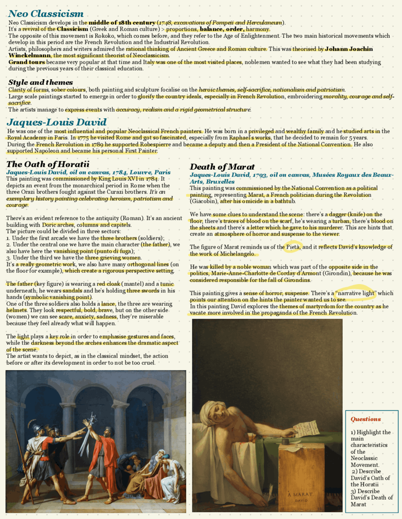 Neoclassicism in English - Docsity