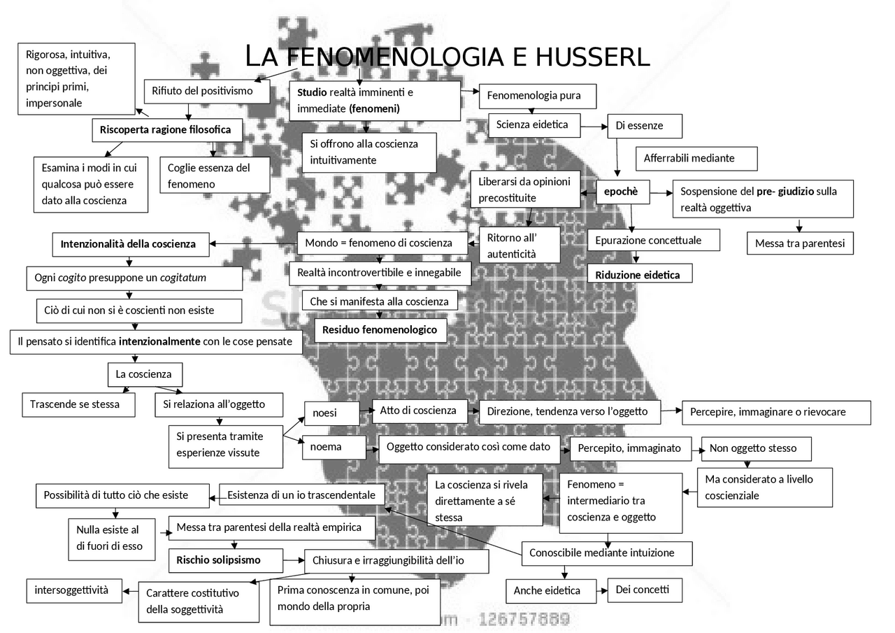 Fenomenologia E Husserl Mappa Concettuale Docsity