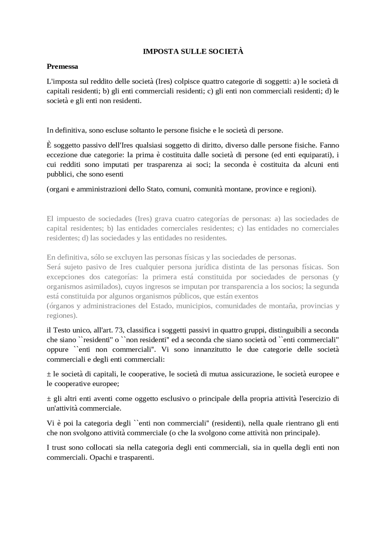 Imposta Sulle Società Docsity