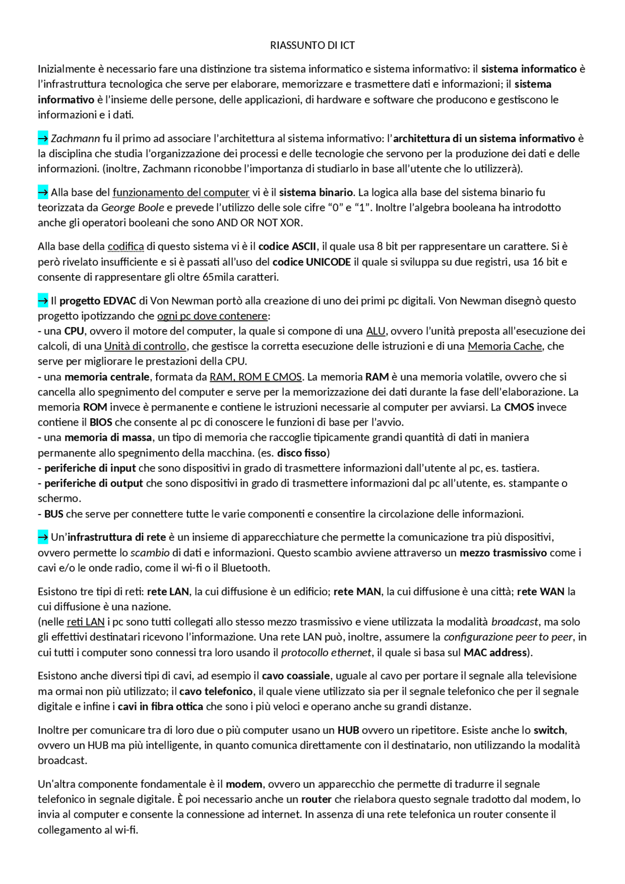 Riassunto Libro Appunti Ict Docsity