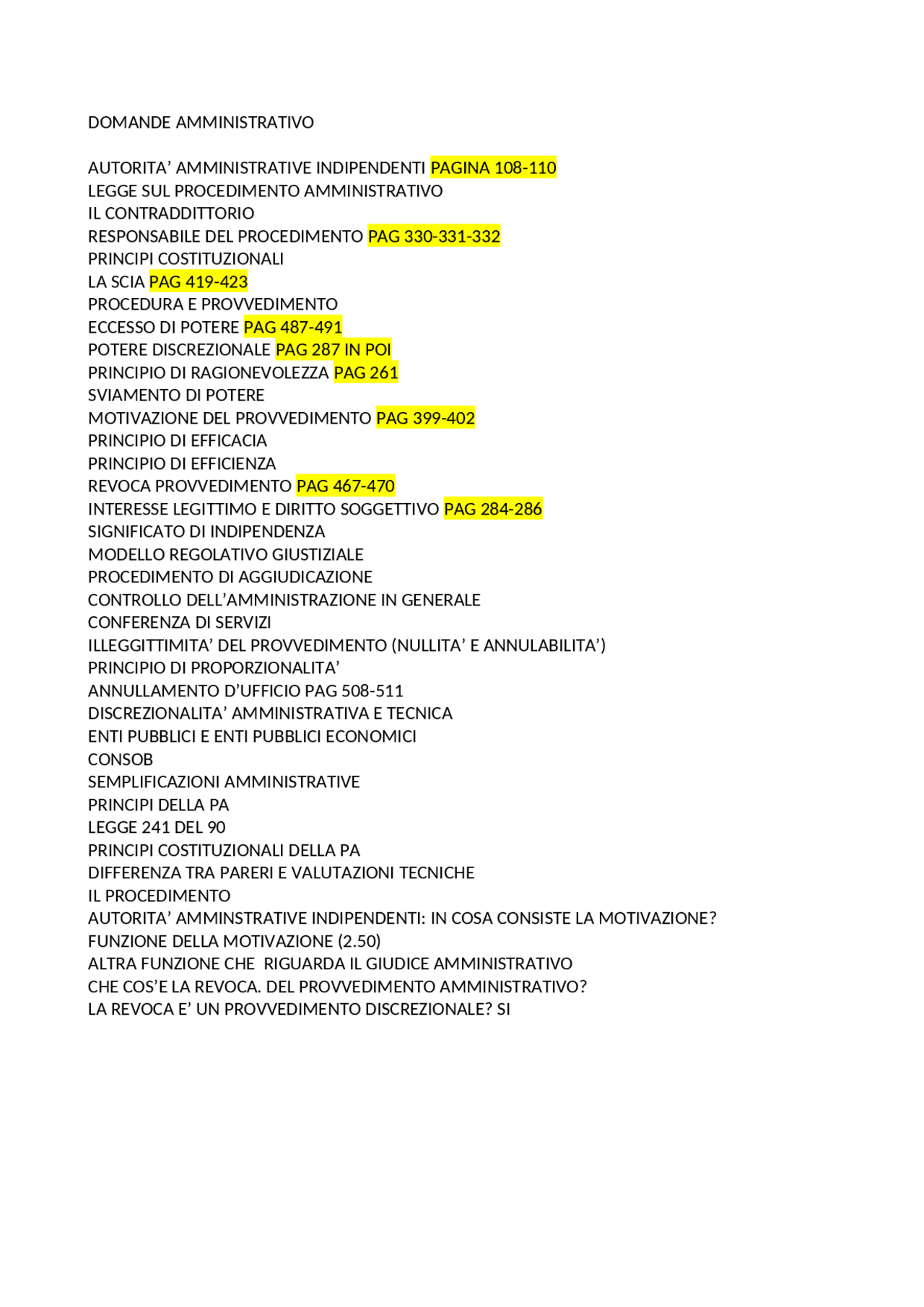 Domande Esame Diritto Amministrativo Docsity