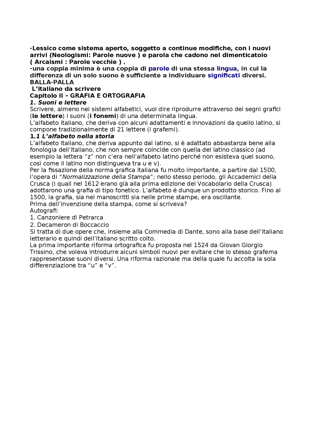 Italiano Da Scrivere Riassunto Docsity
