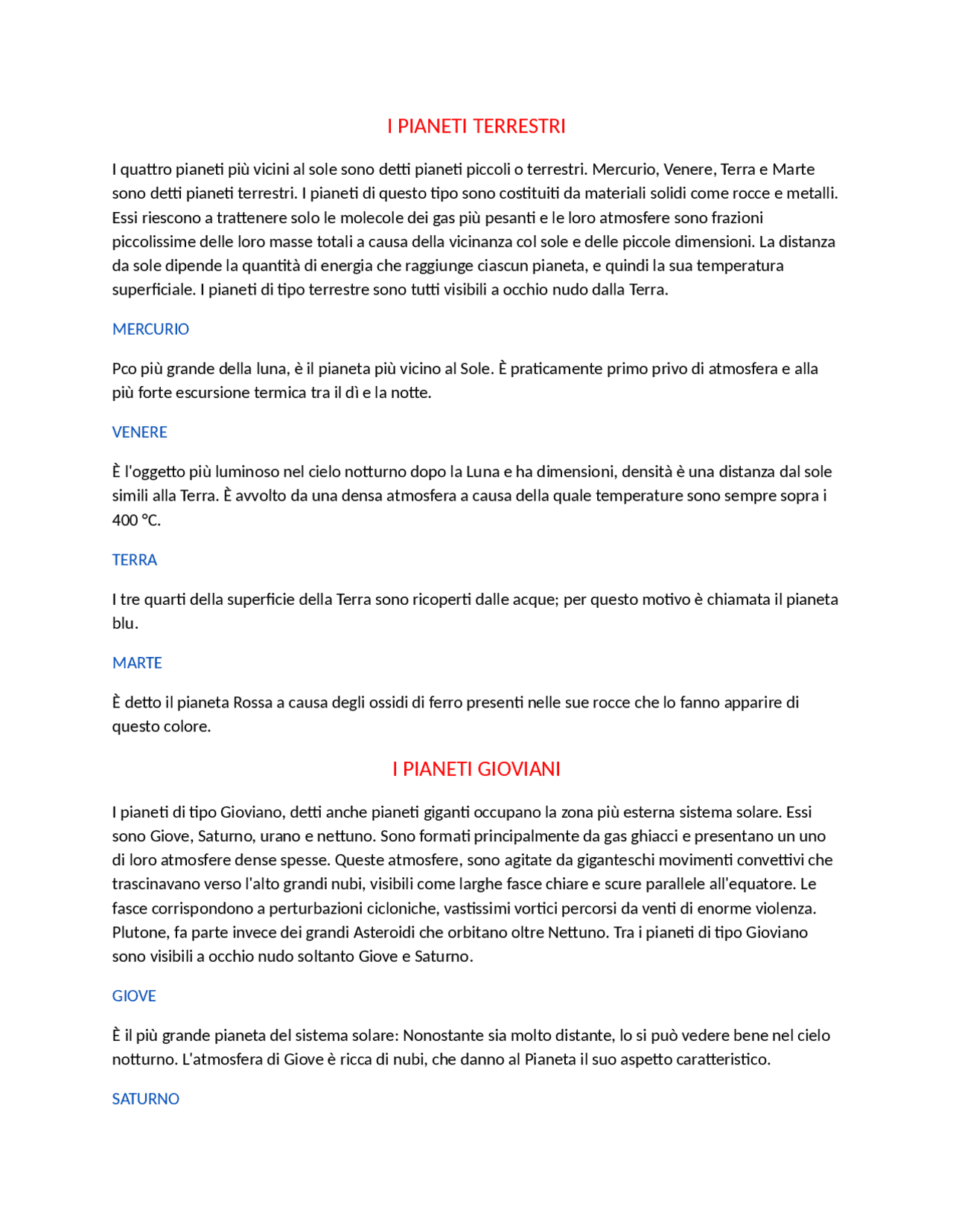 Pianeti E Comete 2020 Docsity