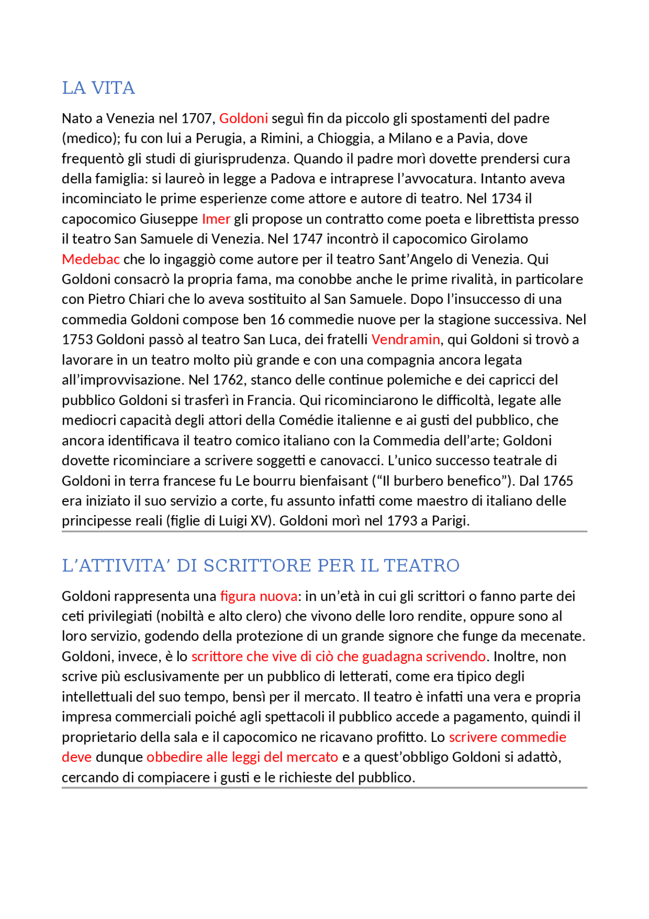 Carlo Goldoni Docsity