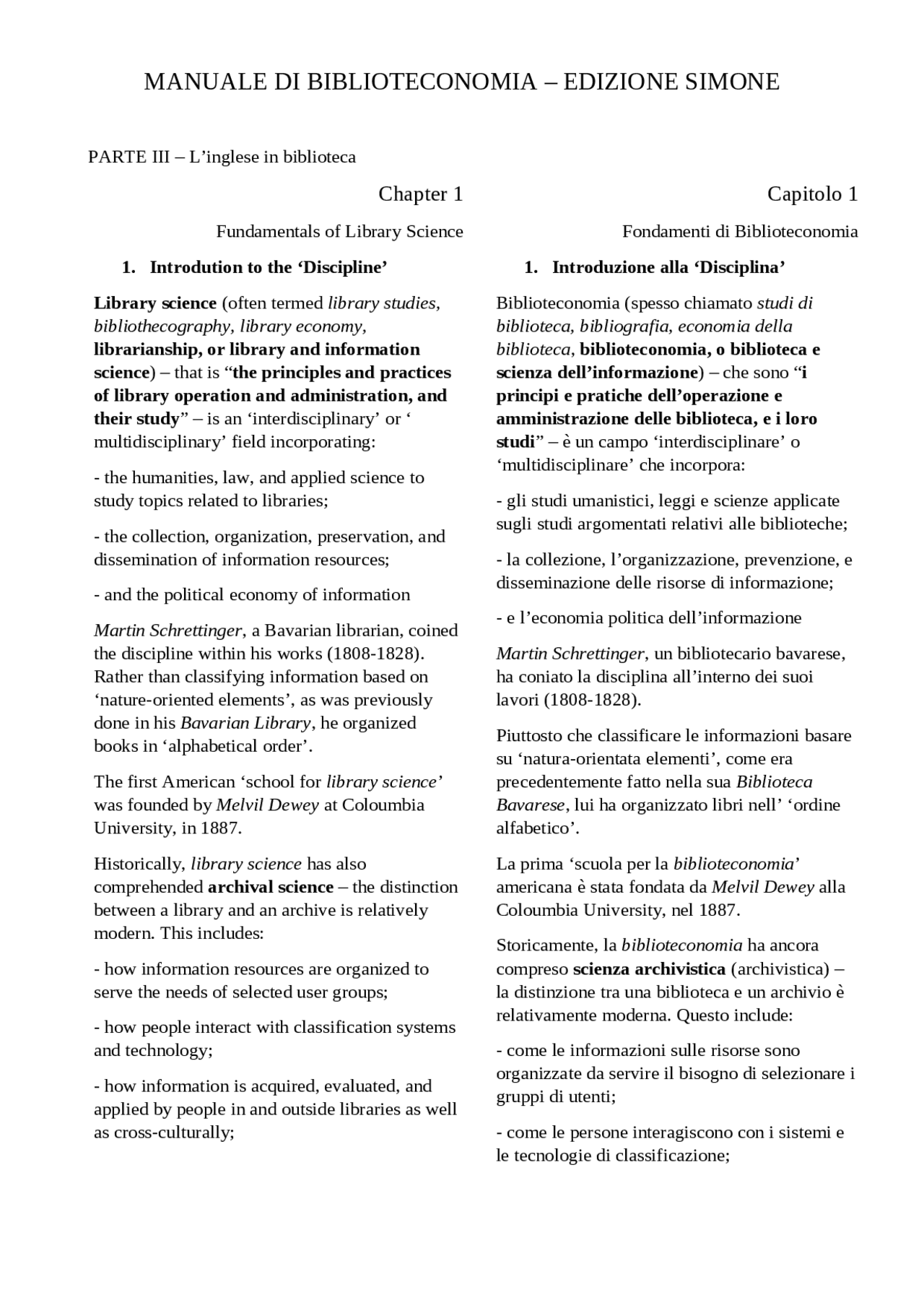 Manuale Di Biblioteconomia Docsity
