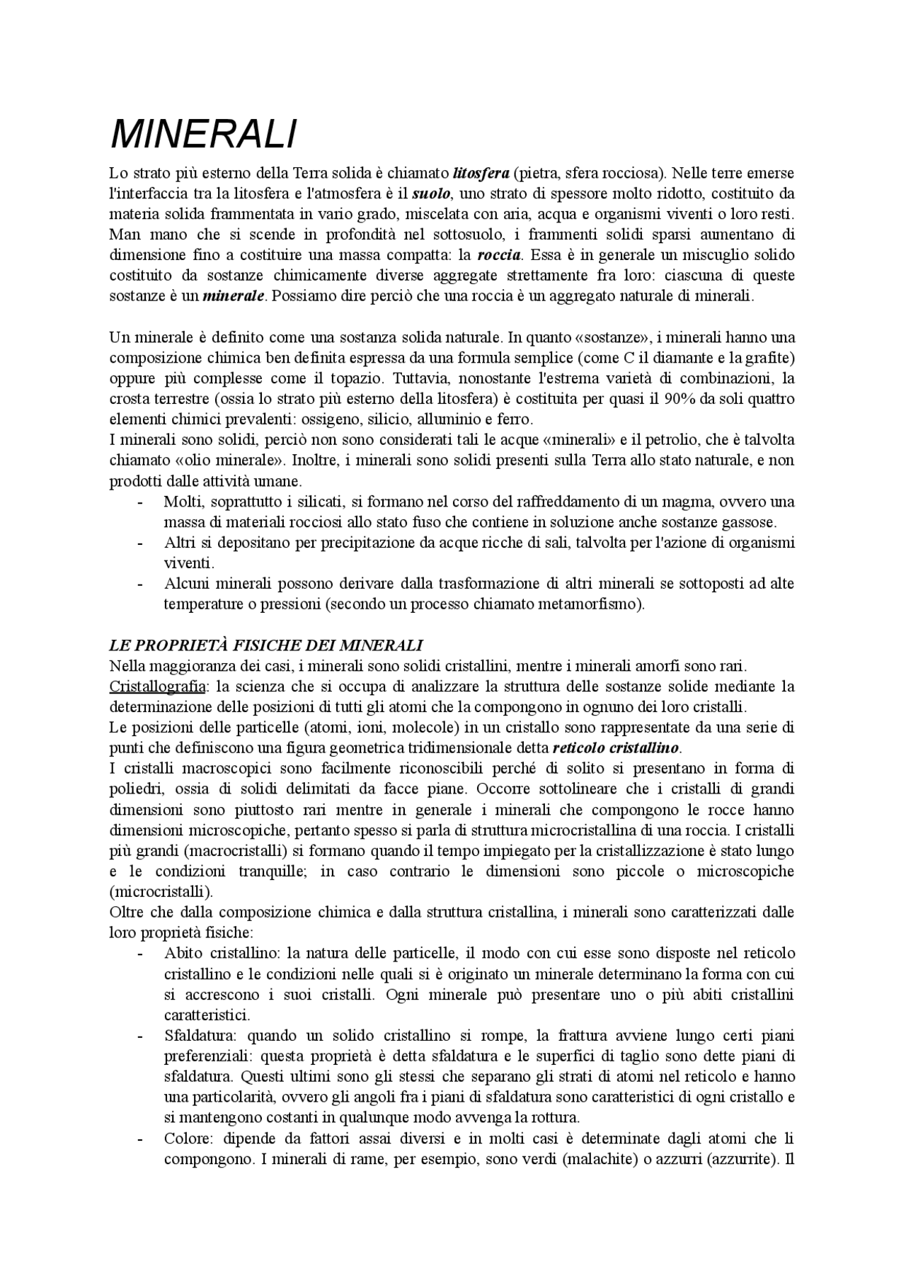 Minerali E Rocce Scienze Della Terra Docsity