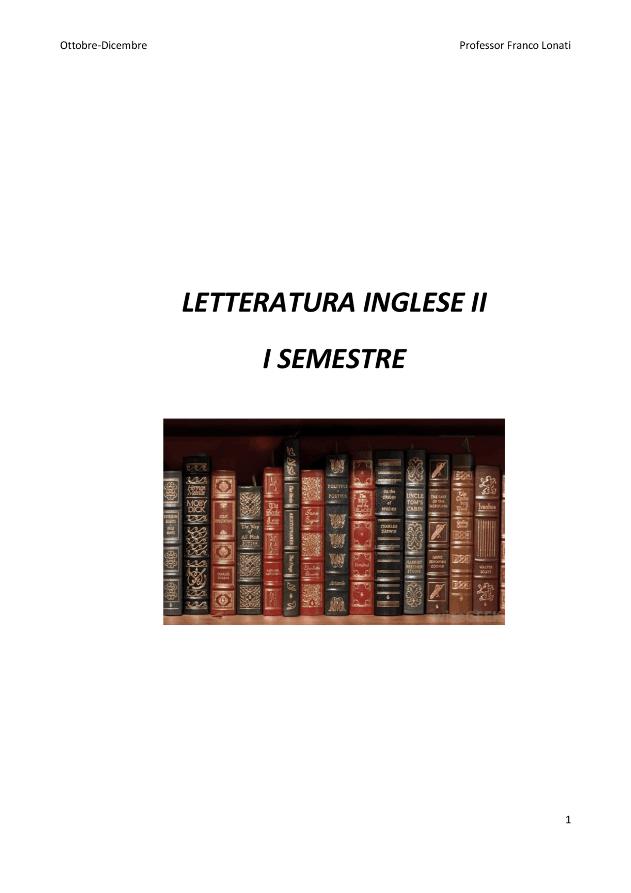 Appunti Letteratura Inglese Ii Secondo Semestre Lonati Appunti Di