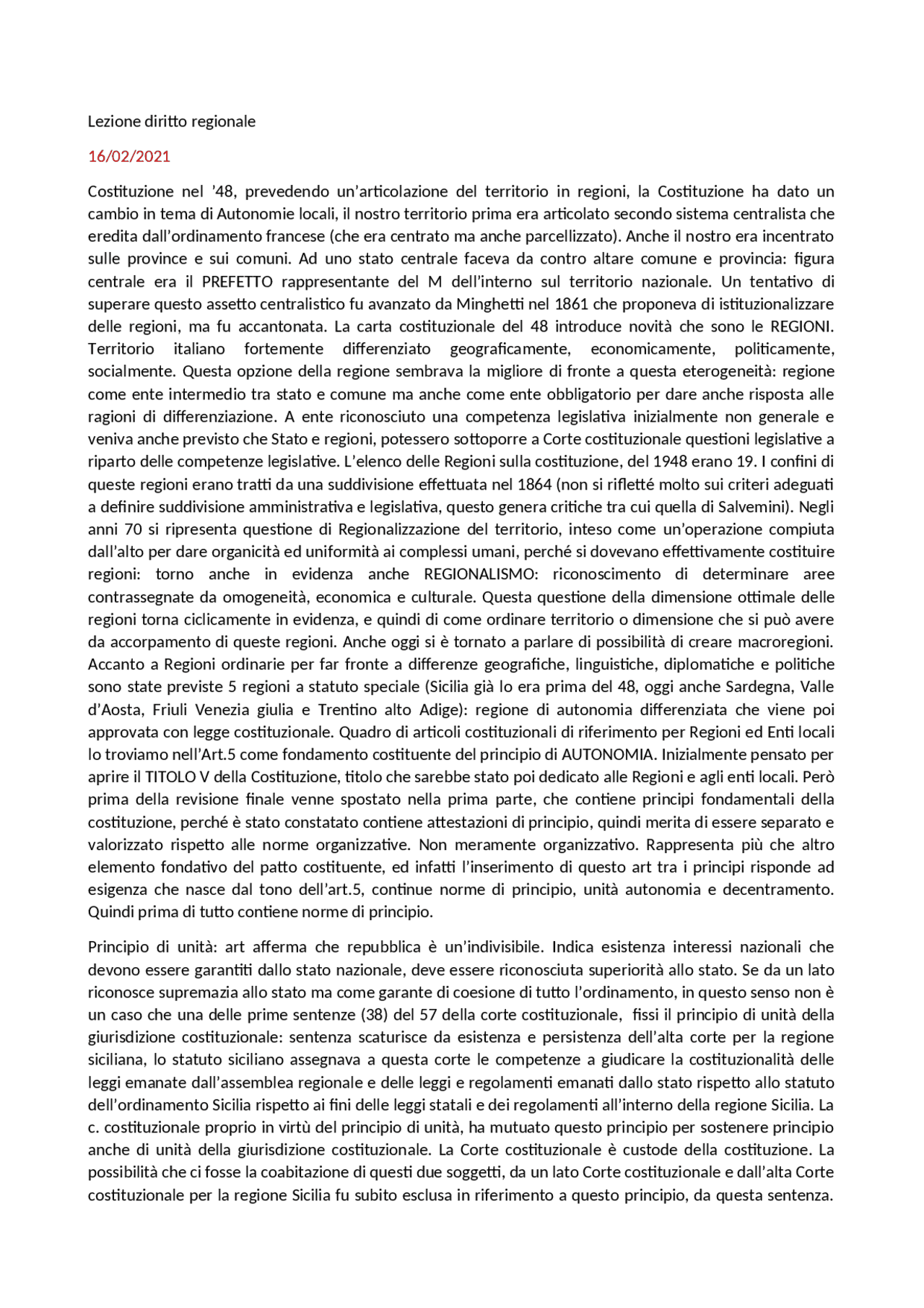 Appunti Diritto Regionale E Degli Enti Locali Docsity