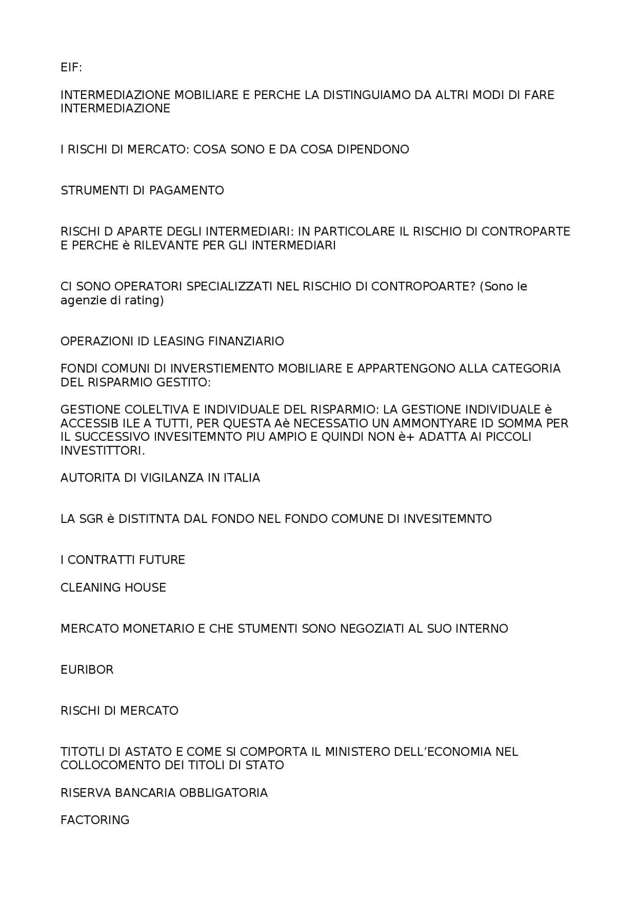 Alcune domande EIF Nadotti orale - Docsity