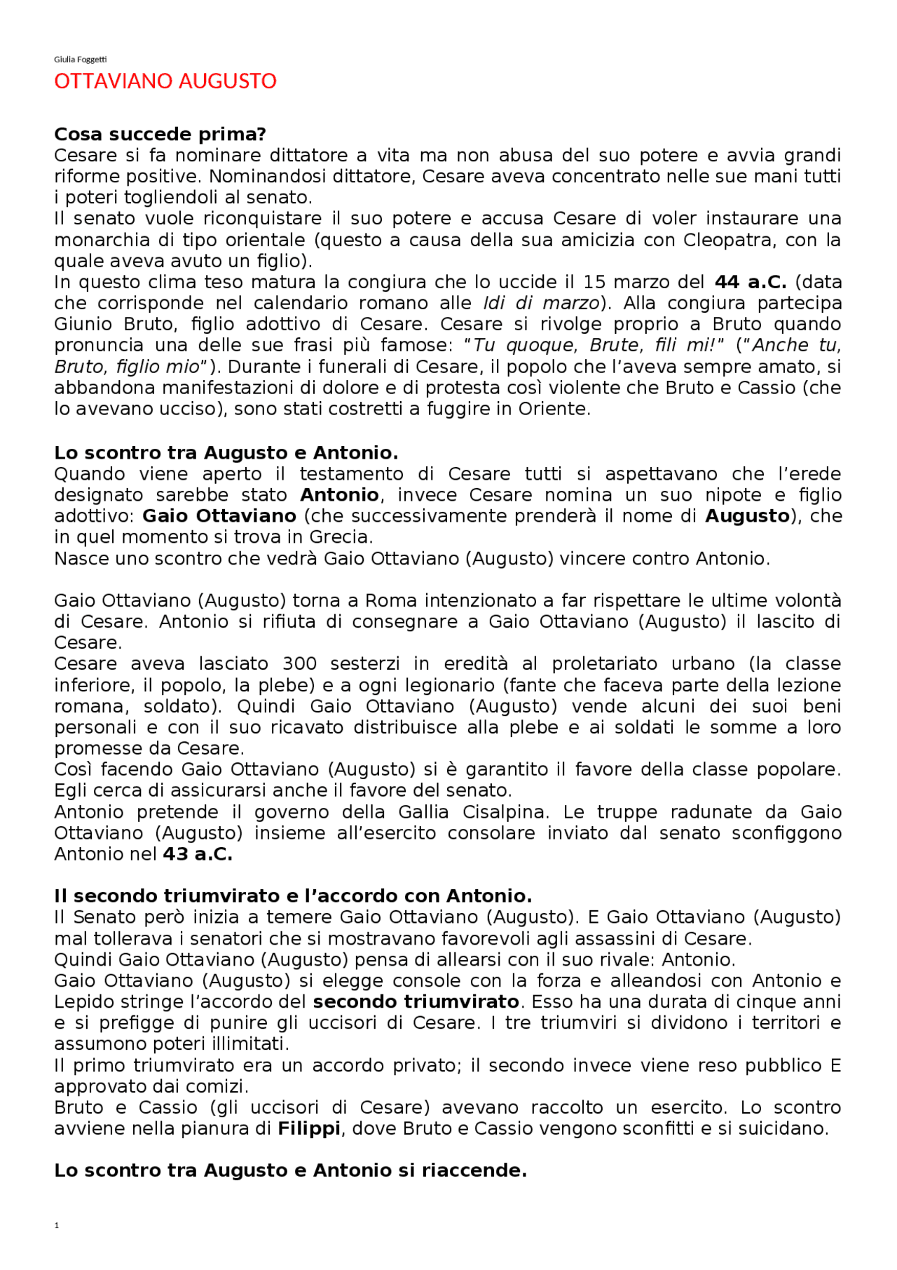 Riassunto Generico Delletà Augustea Docsity