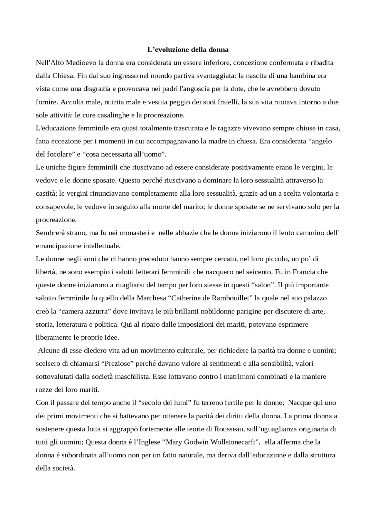 Le Donne Ieri E Oggi Docsity