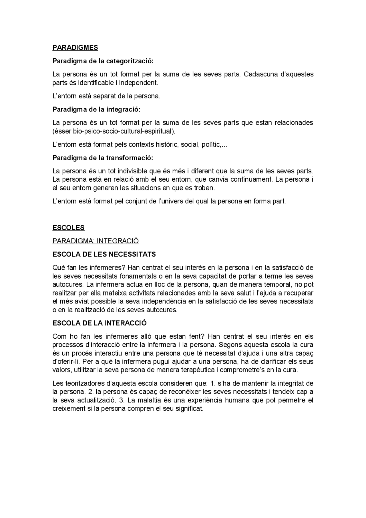 Apunts Bases Teòriques De La Infermeria Docsity
