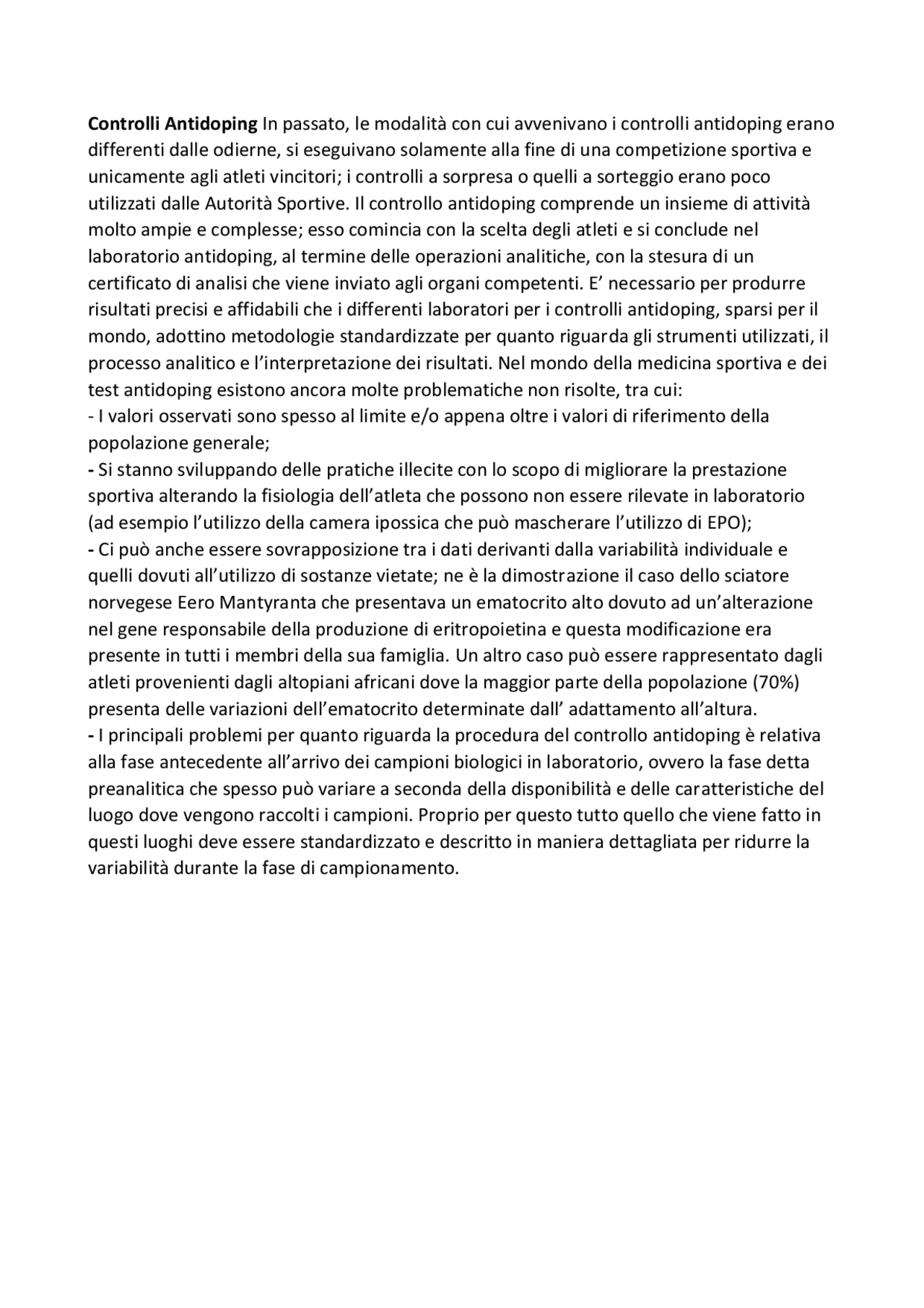 Tesi Di Scienze Sul Doping Tesine Universitarie Di Scienze Motorie