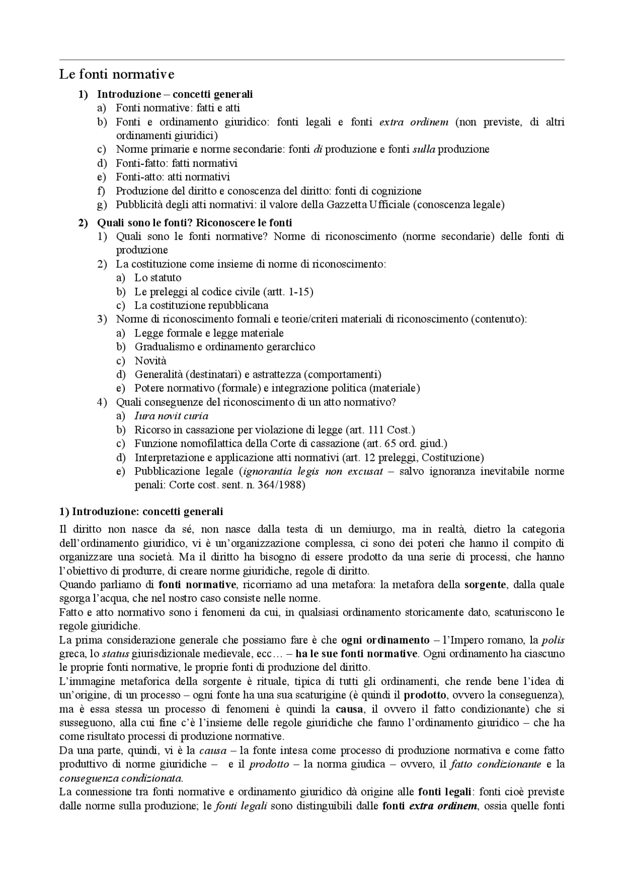Le Fonti Normative Docsity
