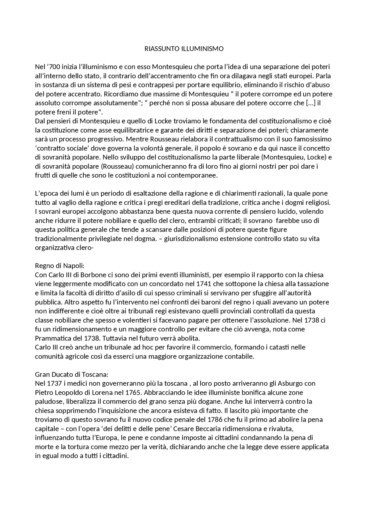 Riassunto Illuminismo Nazioni Docsity