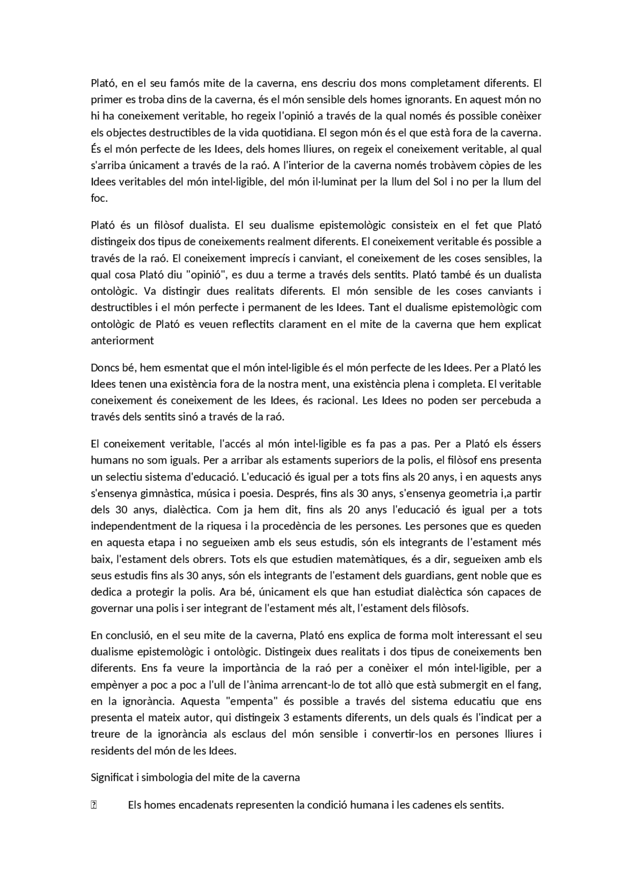 Plató 2n Batxillerat Selectivitat Apuntes Filosofía Docsity
