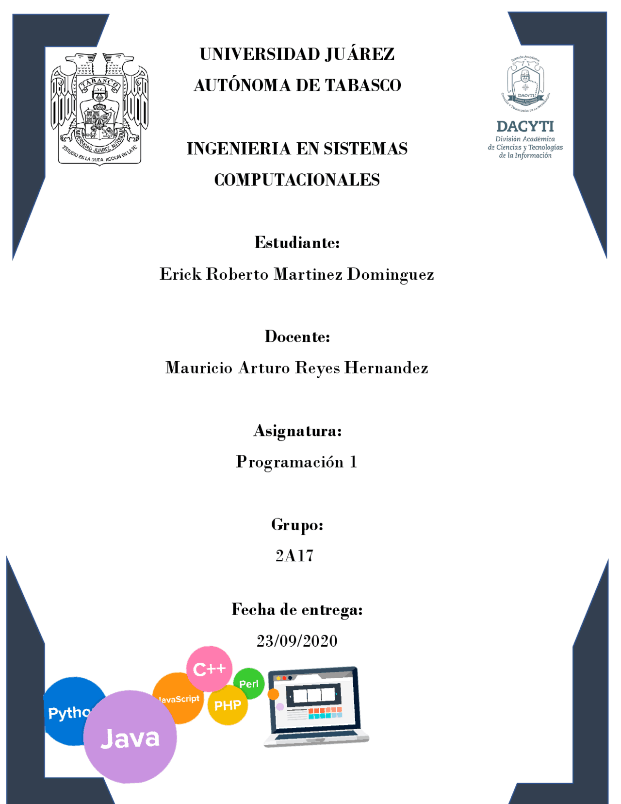 Ejercicio De Programacion 1 Docsity