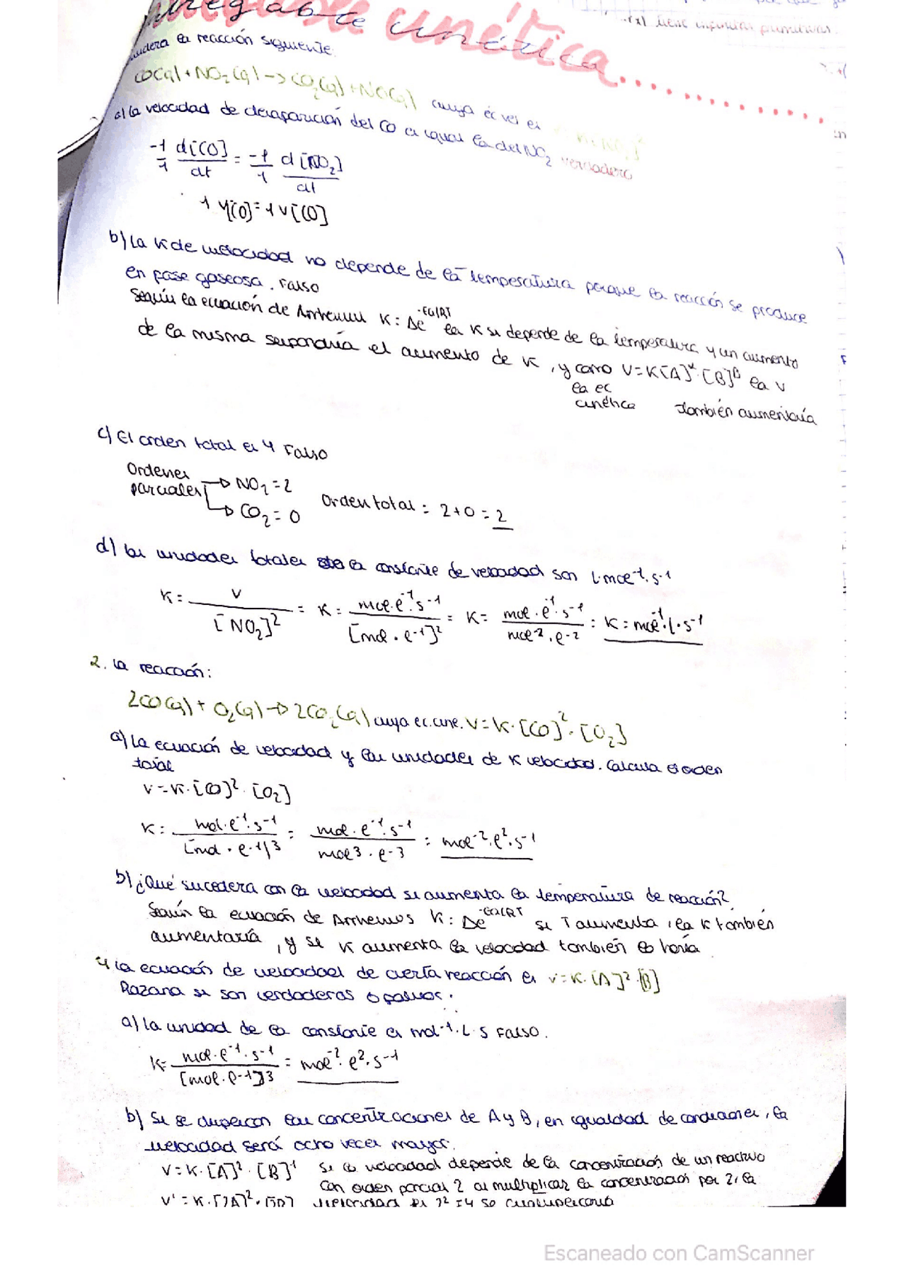 Cinetica Ejercicios Resueltos Docsity