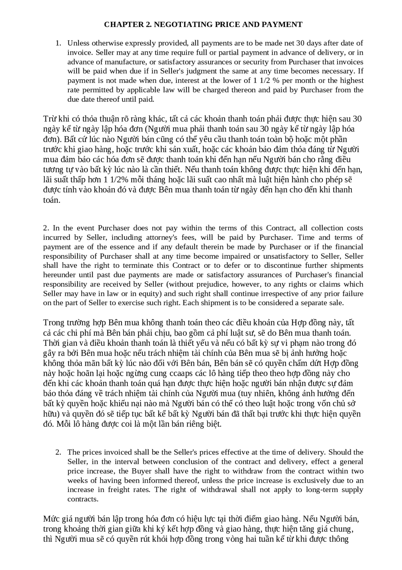 Translate contract into Vietnamese - Docsity